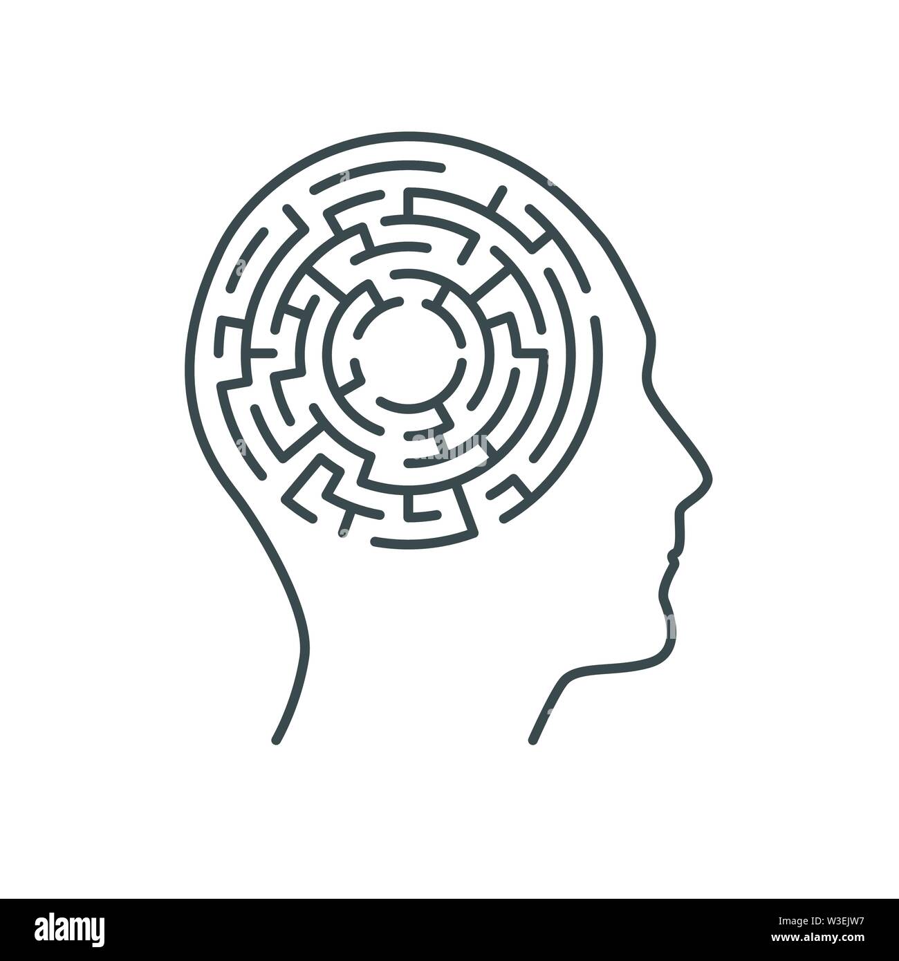 Labyrinth maze inside human head. Concept of thinking, knowledge and ...