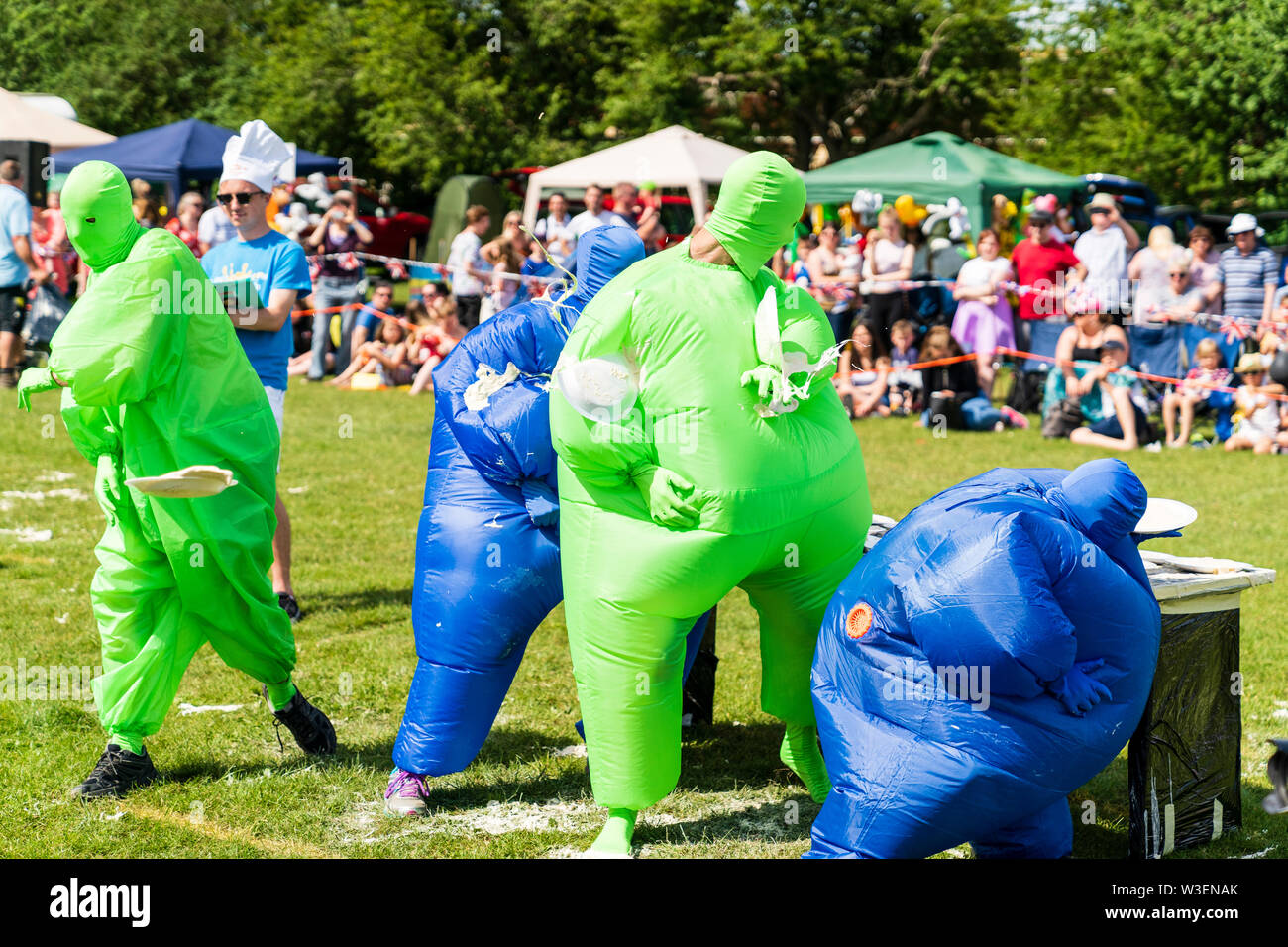 World custard Pie Championship. Team, 'Who Ate The Pies' in blue and ...
