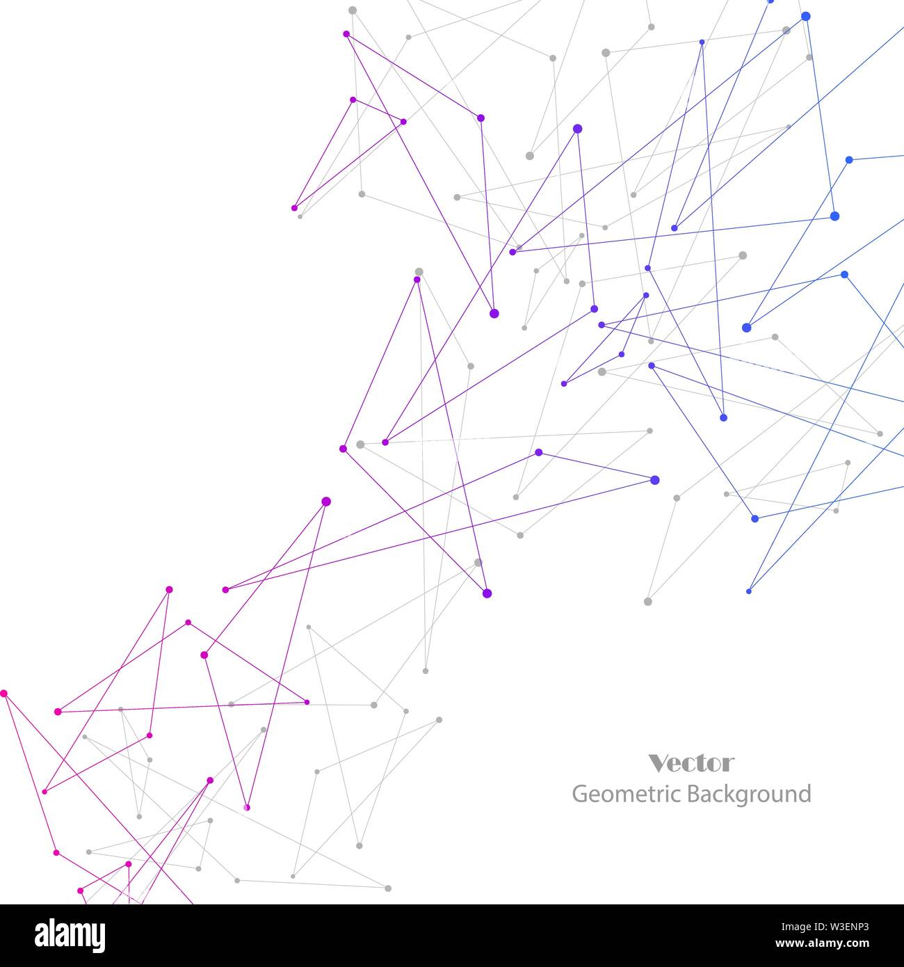 Geometric pattern with connected lines and dots. Vector illustration ...