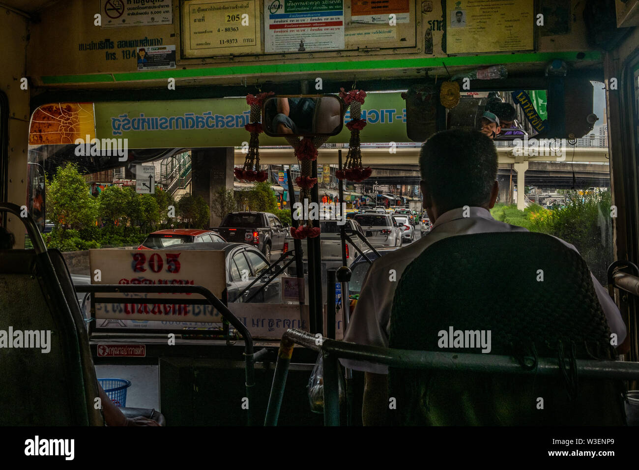 bangkok,Thailand - jun 29, 2019 : The bus driver in a old bus on the ...