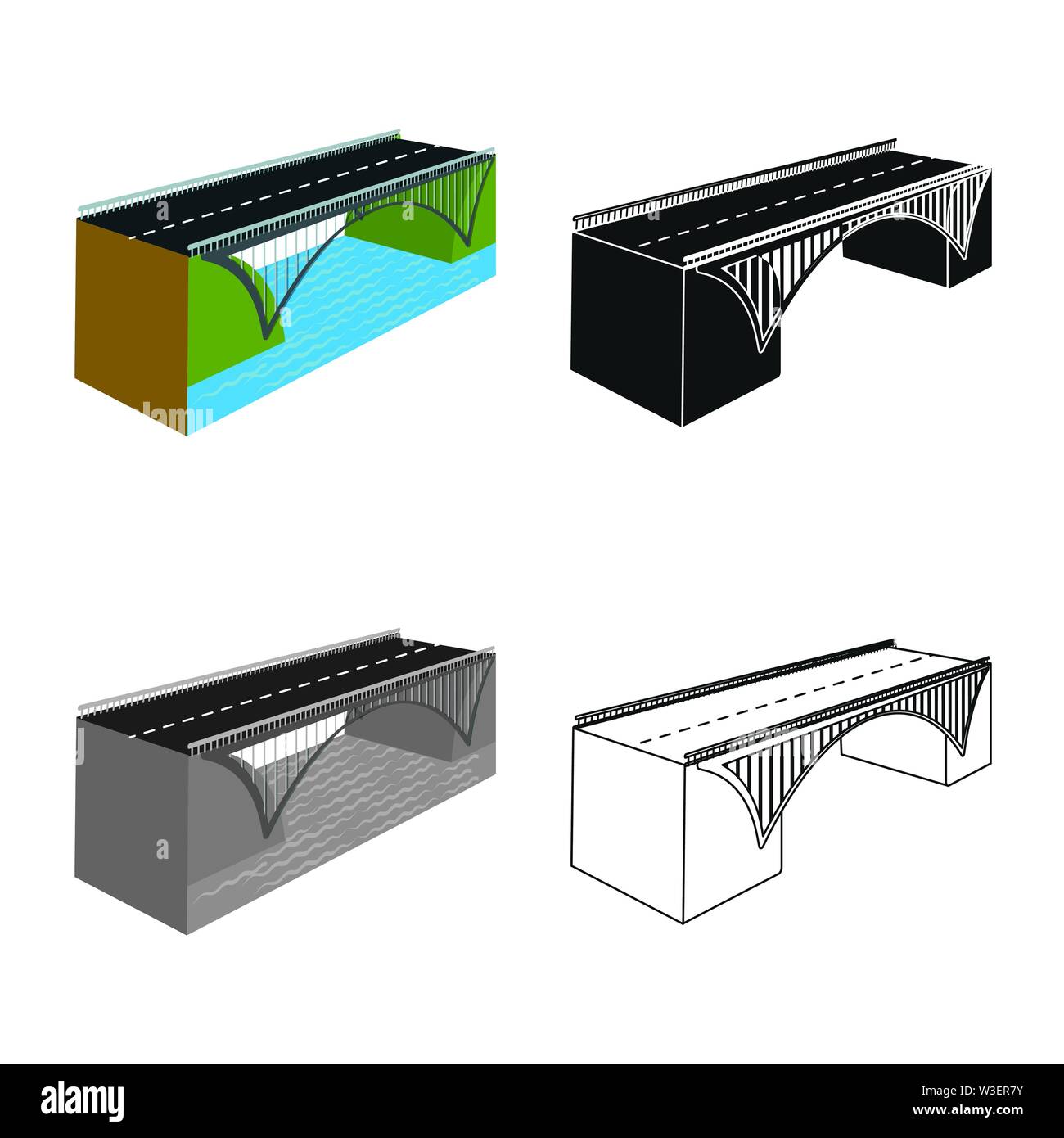 Vector illustration of bridge and mounted symbol. Set of bridge and ...