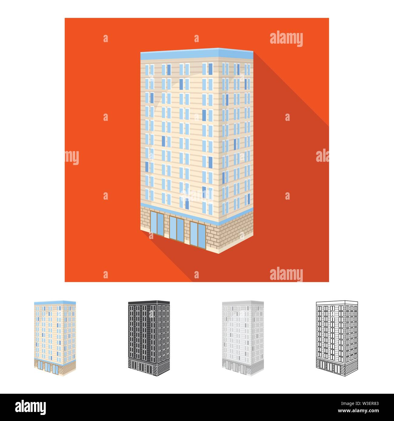 Vector illustration of office and skyscraper sign. Collection of office ...