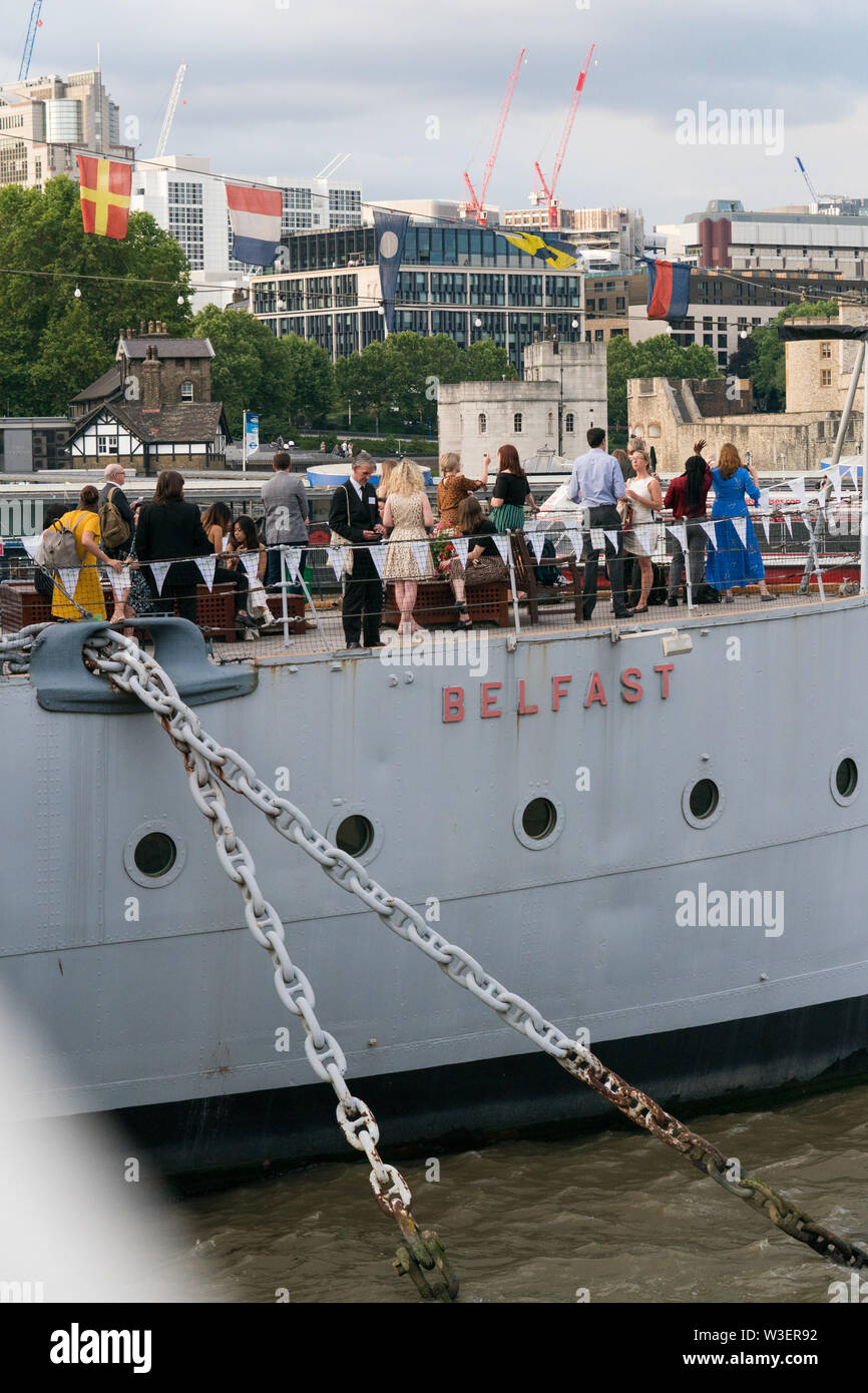 Party on the HMS Belfast London Stock Photo - Alamy