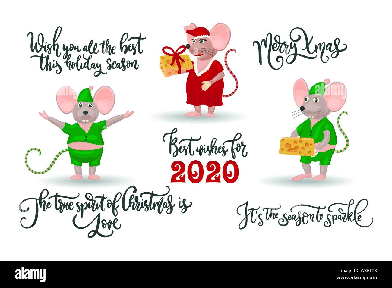 Christmas vector mouse. Cartoon illustration Stock Vector Image & Art ...