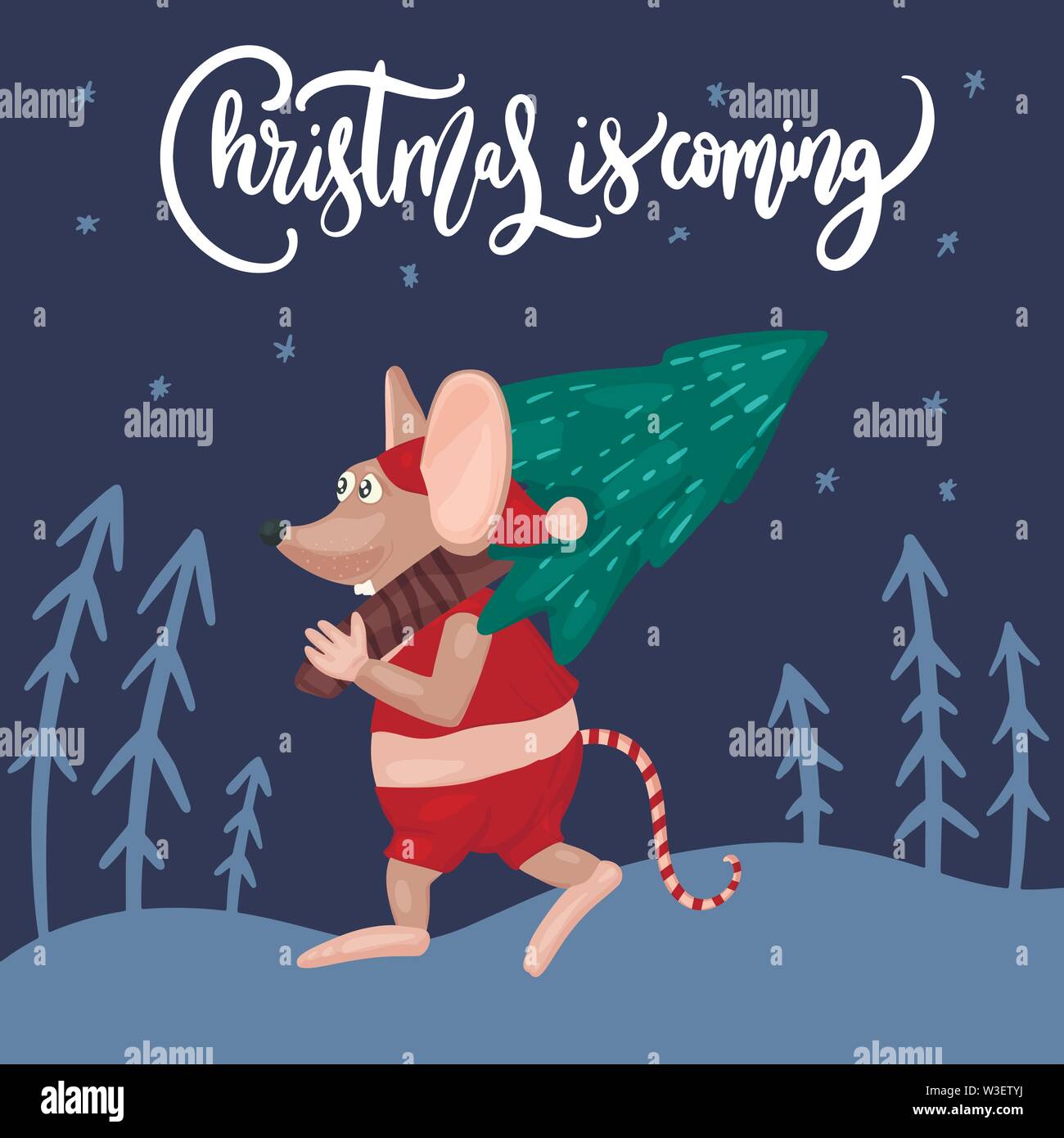 Christmas vector mouse. Cartoon illustration Stock Vector Image & Art ...