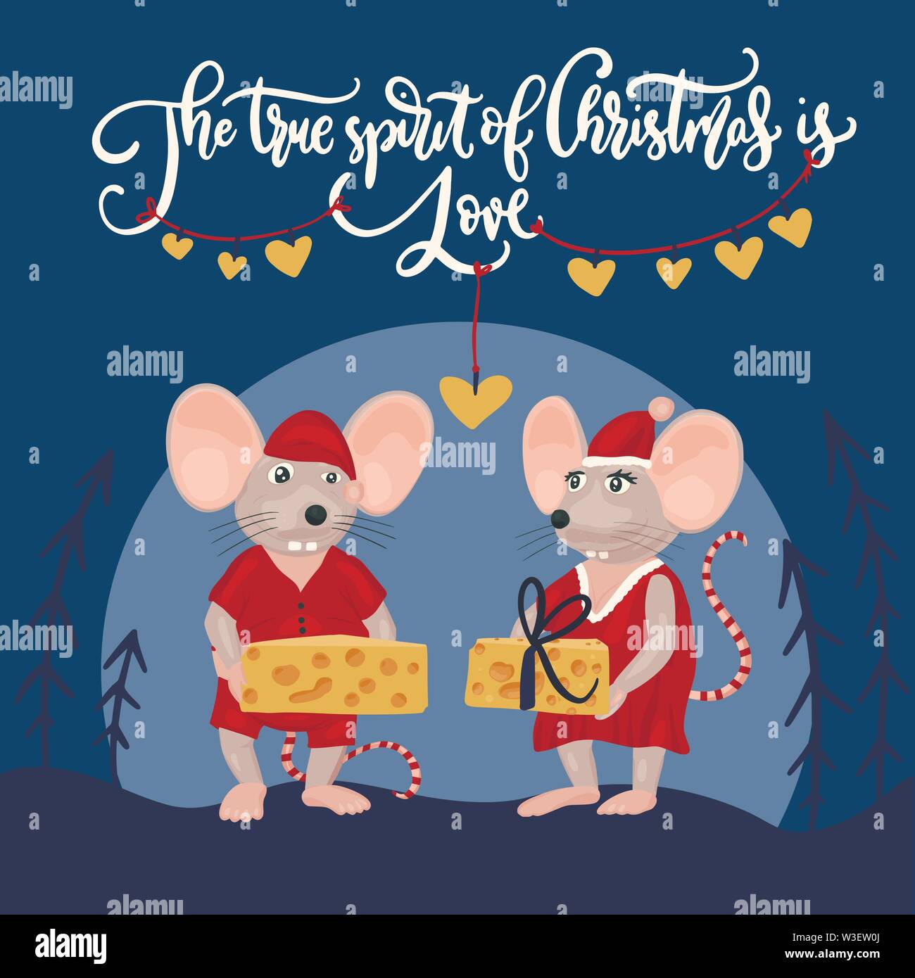 Christmas vector mouse. Cartoon illustration Stock Vector Image & Art ...