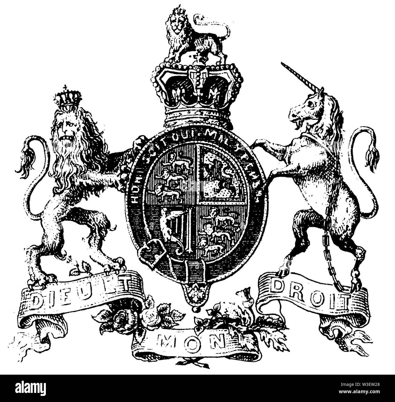 Coat of arms of Great Britain, , (cultural history book, 1875 Stock ...