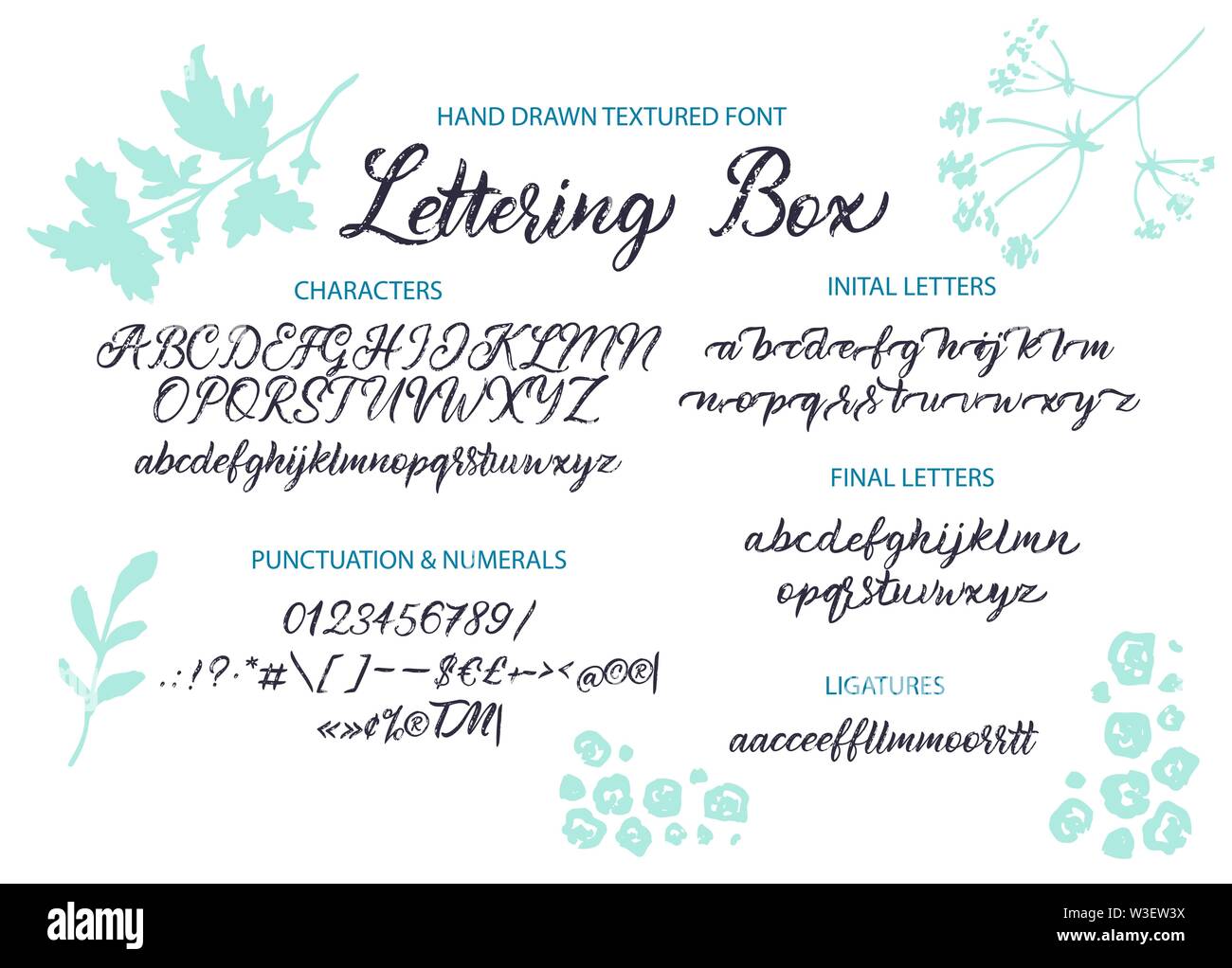 Hand drawn vector alphabet with letters, numbers, symbols Stock Vector ...