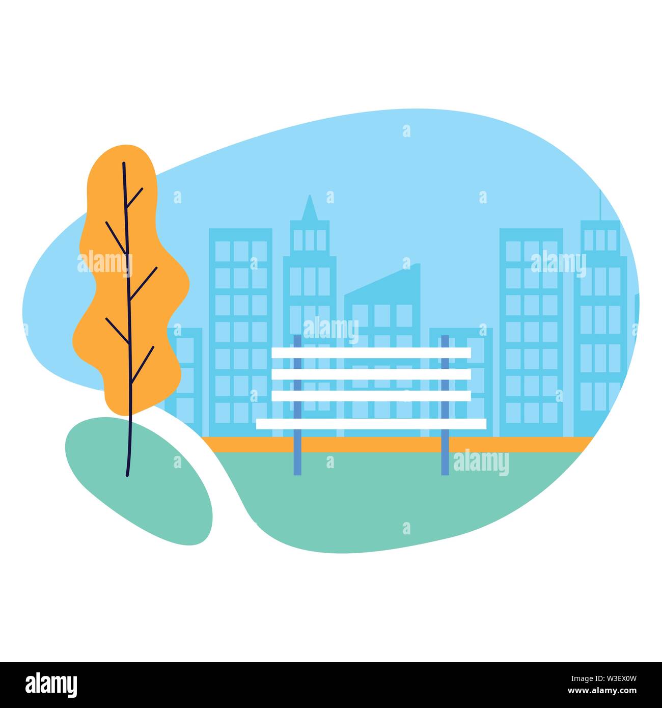 bench park tree city urban background Stock Vector Image & Art - Alamy