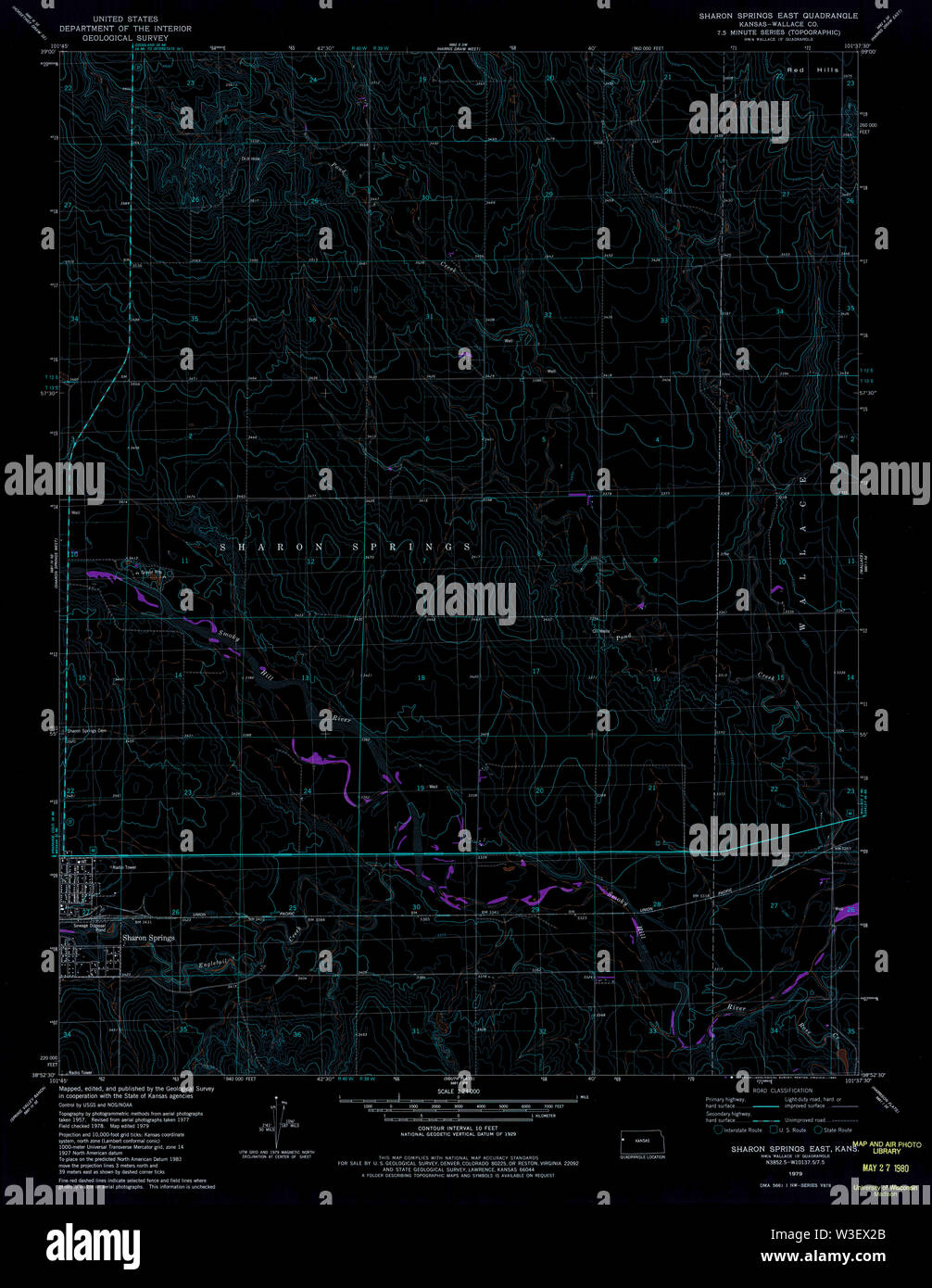USGS TOPO Map Kansas KS Sharon Springs East 512494 1979 24000 Inverted ...