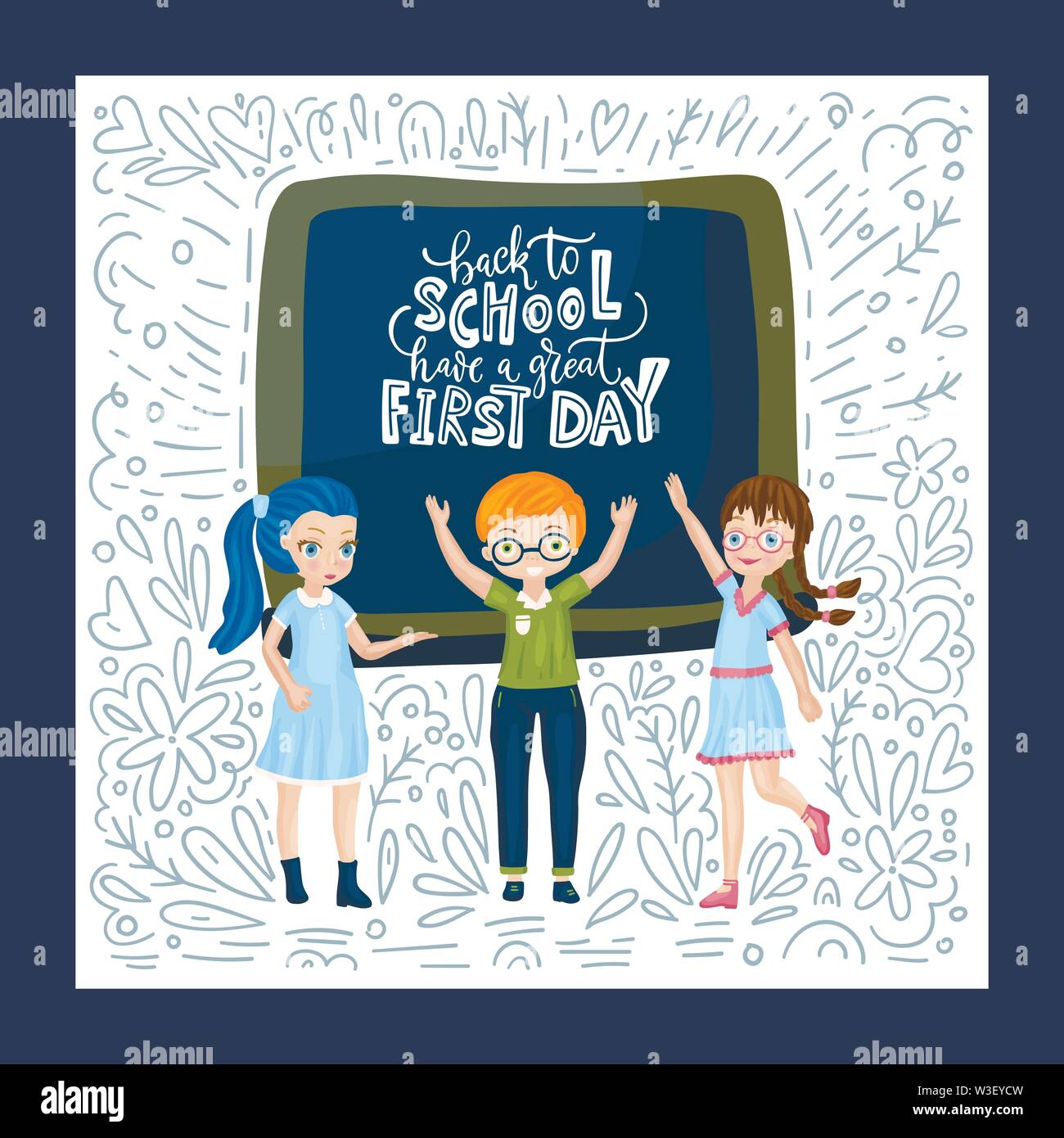 First day school children Stock Vector Images - Alamy