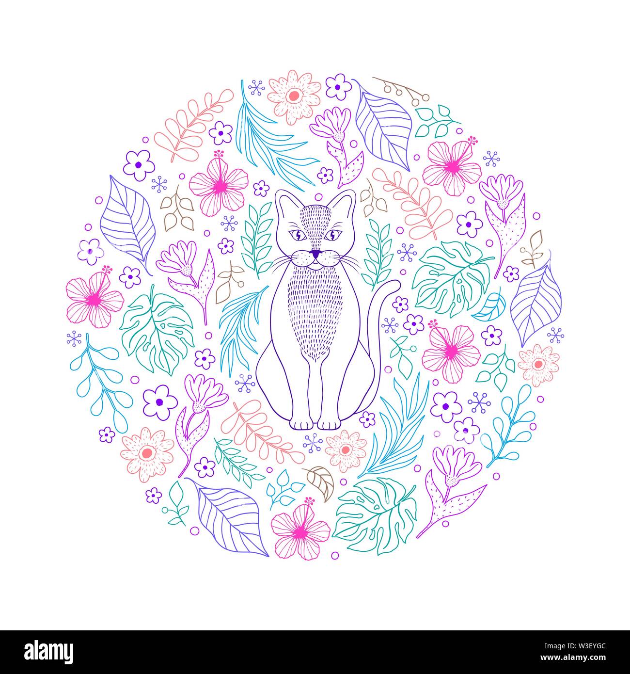 Cat flowers blue Cut Out Stock Images & Pictures - Alamy