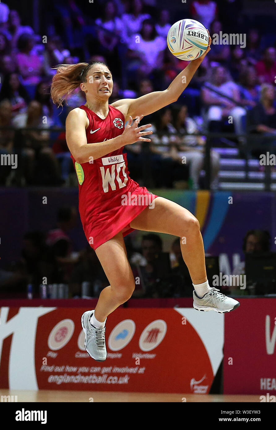 England's Jade Clarke in action during the Netball World Cup match at ...
