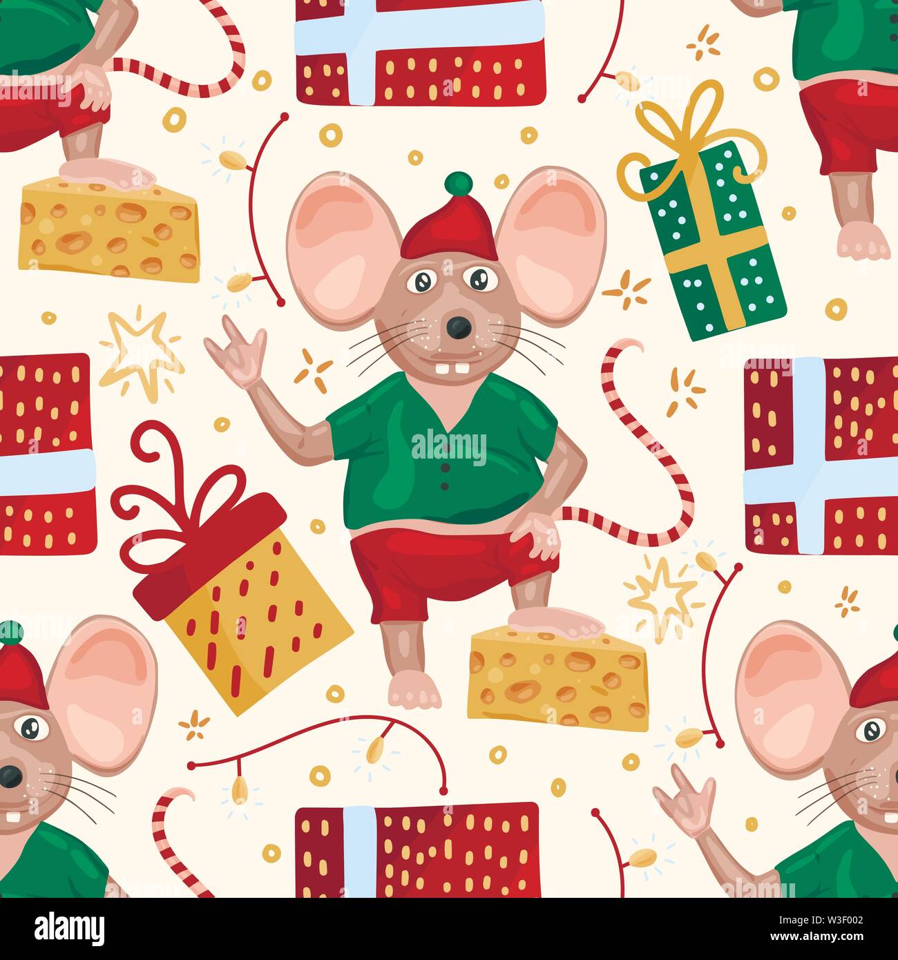 Christmas vector mouse. Cartoon illustration Stock Vector Image & Art ...