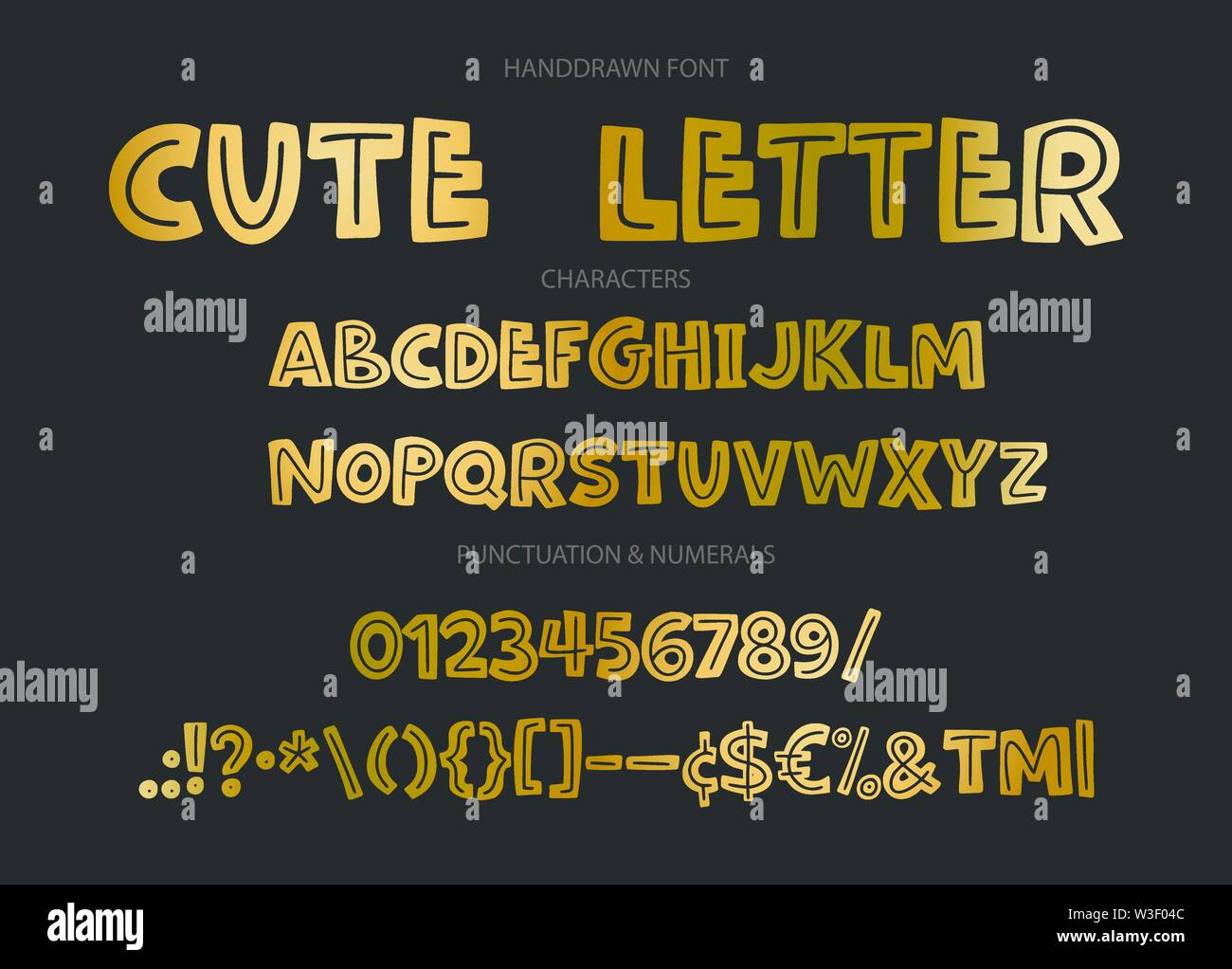 Hand drawn vector alphabet with letters, numbers, symbols Stock Vector ...