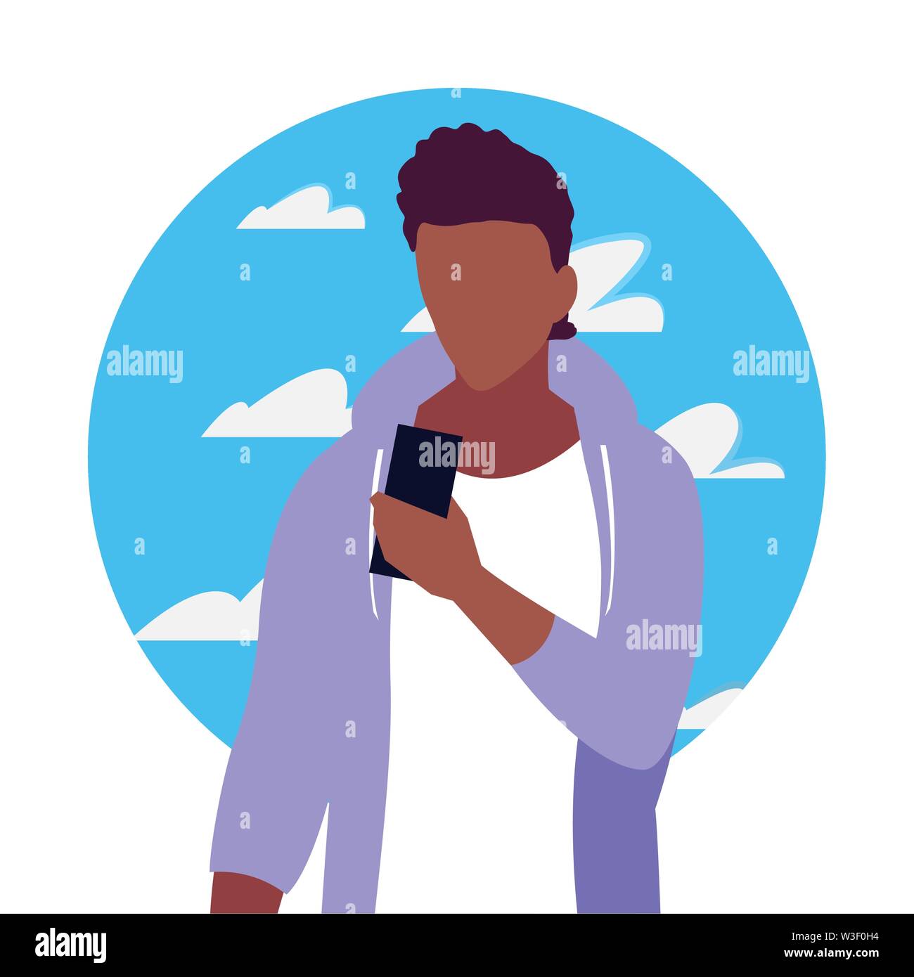 young man using smartphone social media vector illustration Stock ...