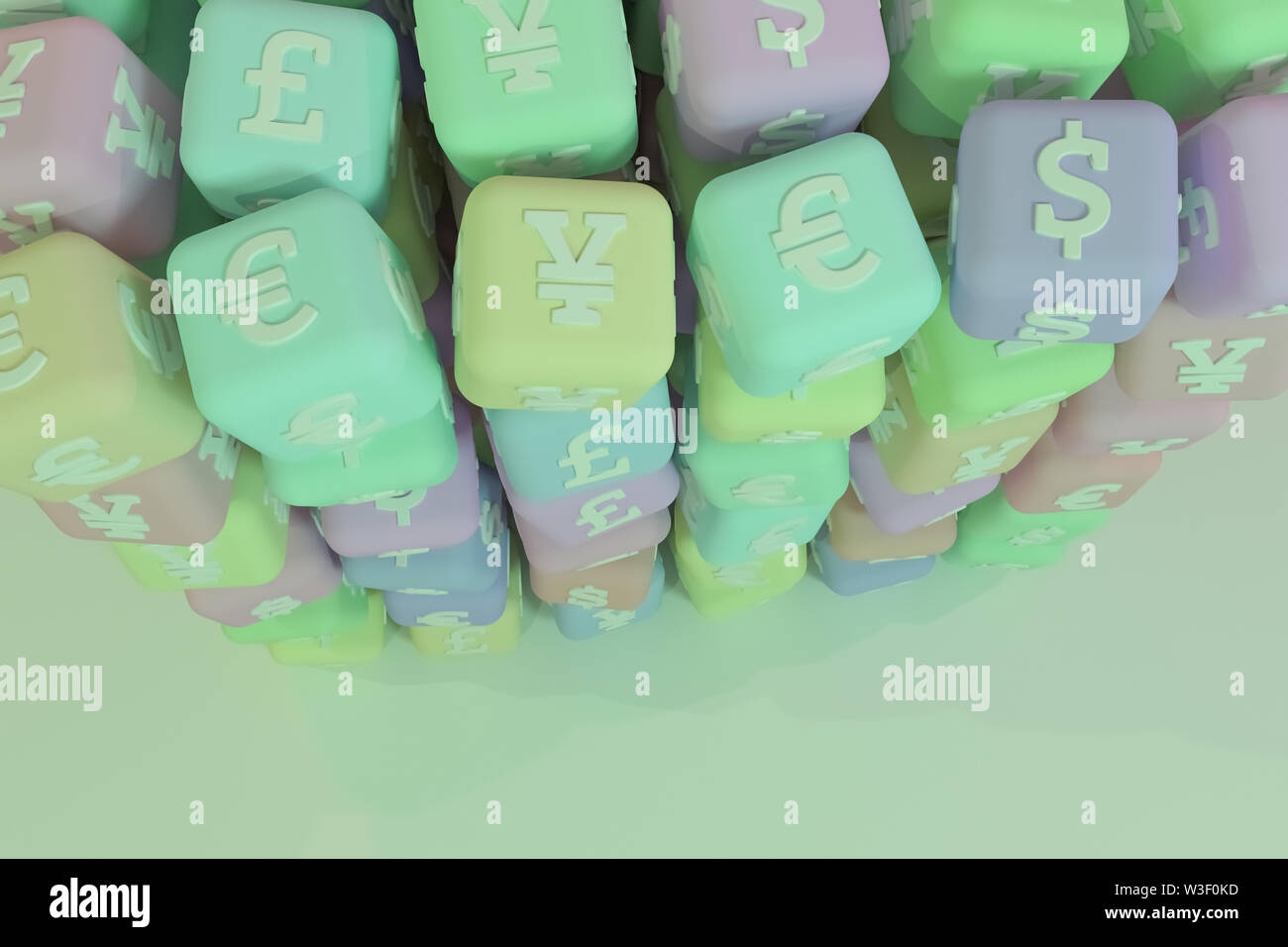 Business finance, currency sign or symbol, cube or block. For ...