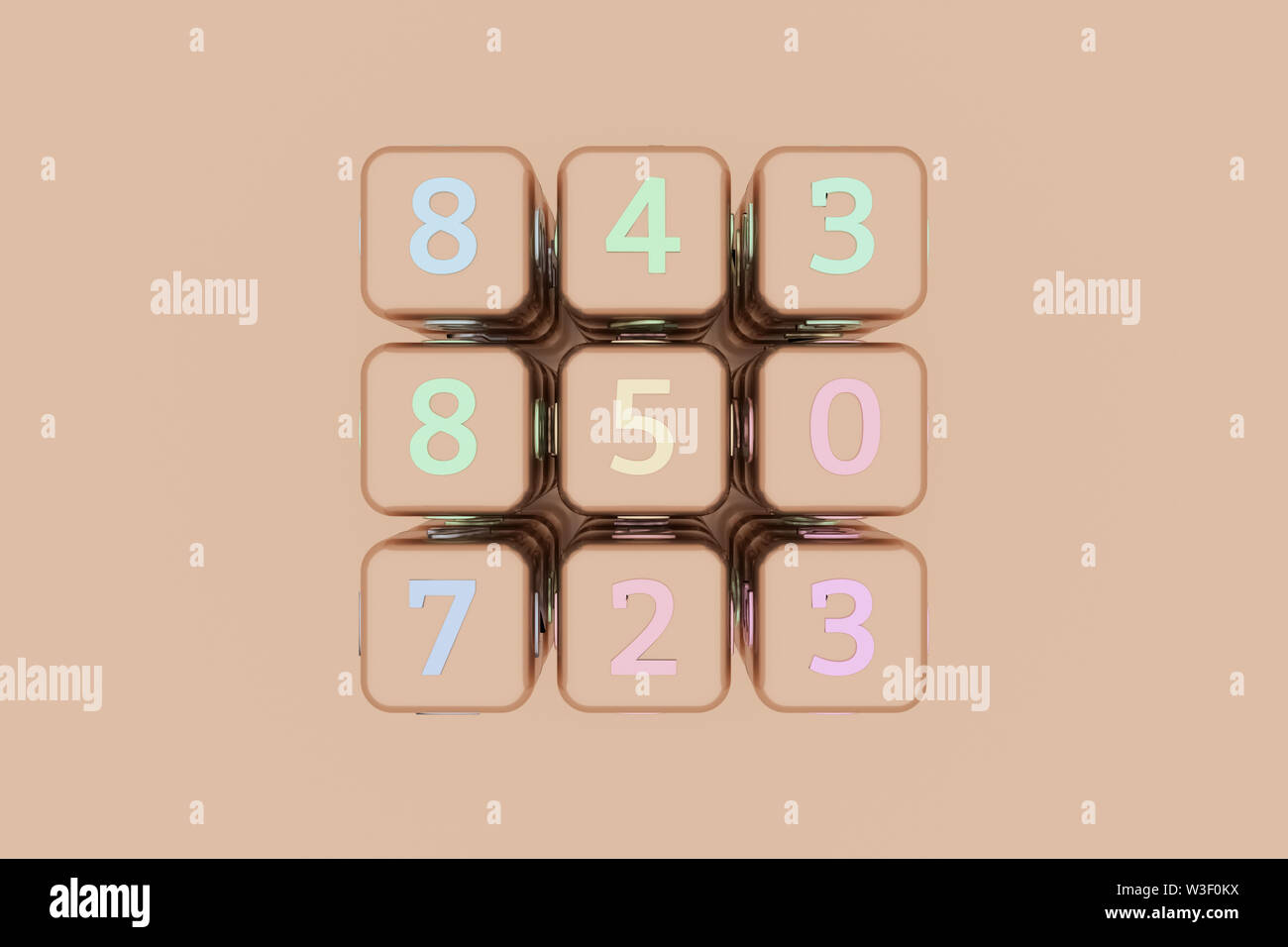 Cube or block number sign or symbol, for design texture or title ...