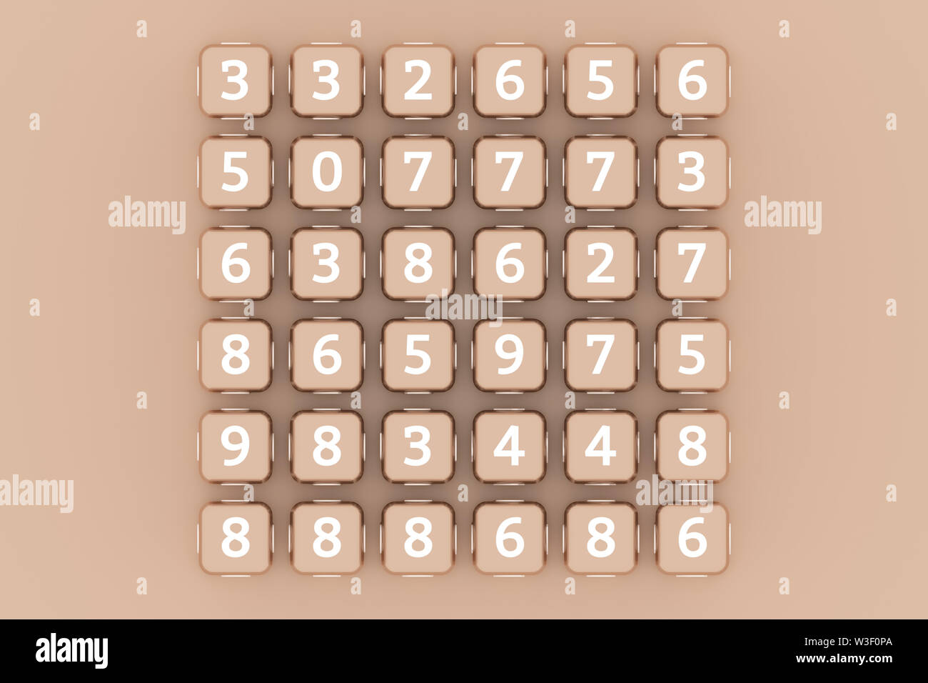 Cube or block number sign or symbol, for design texture or title ...