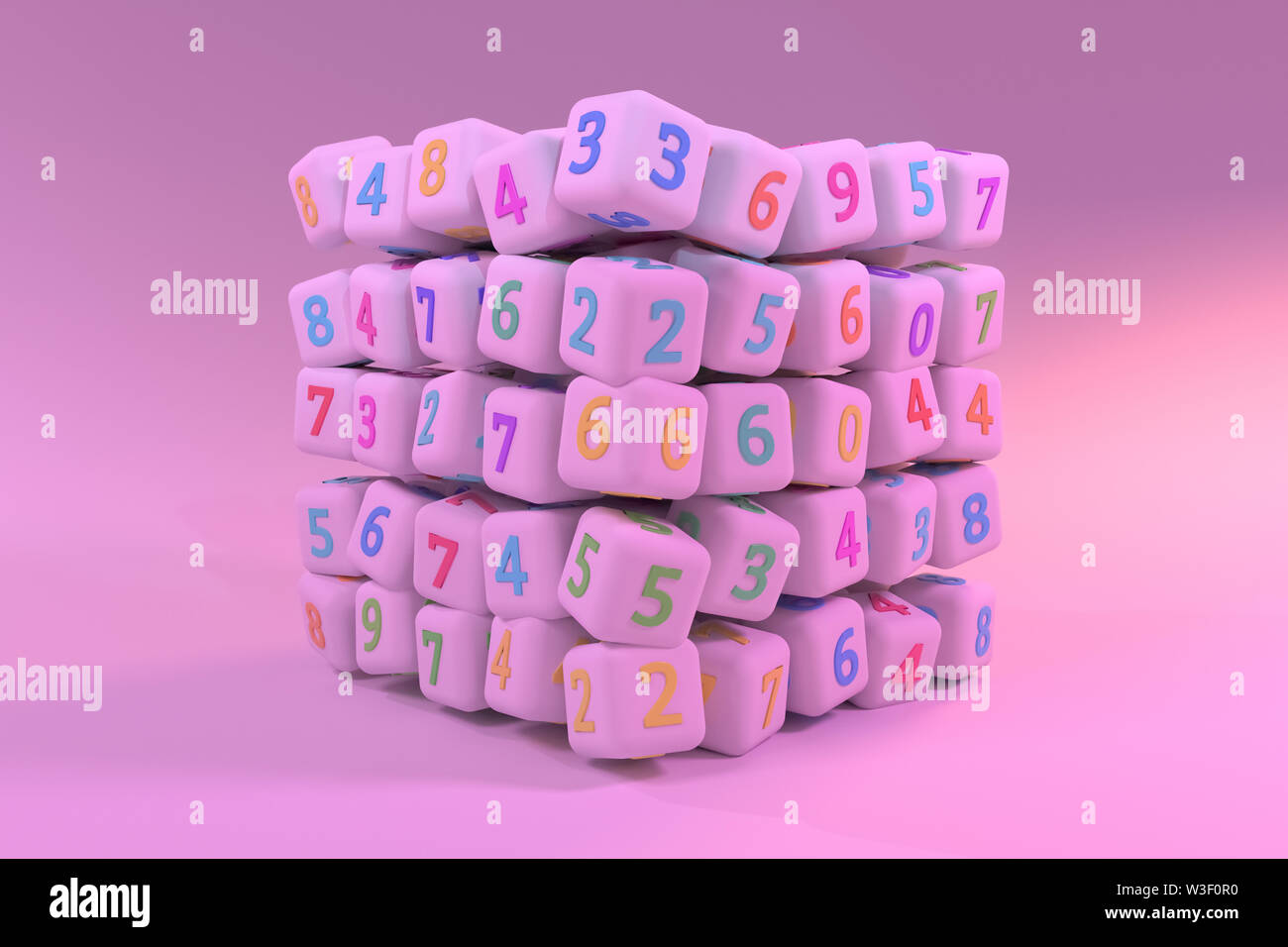 Cube or block number sign or symbol, for design texture or title ...