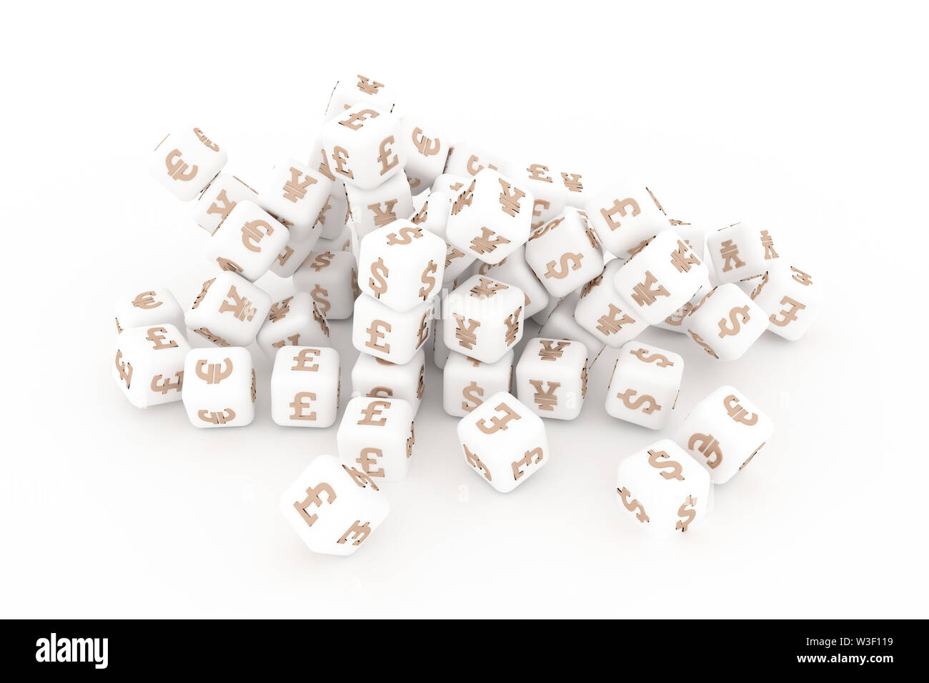 Cube or block currency sign or symbol, illustrations business finance ...