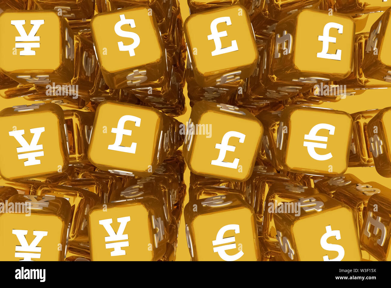 Business finance, currency sign or symbol, cube or block. For ...