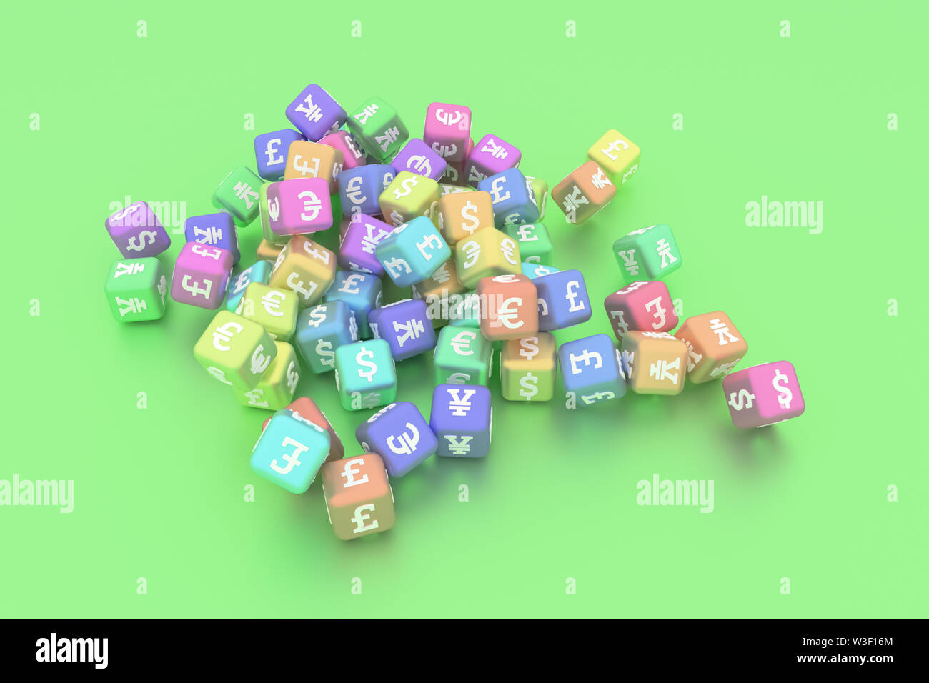 Business finance, cube or block currency sign or symbol, for design ...