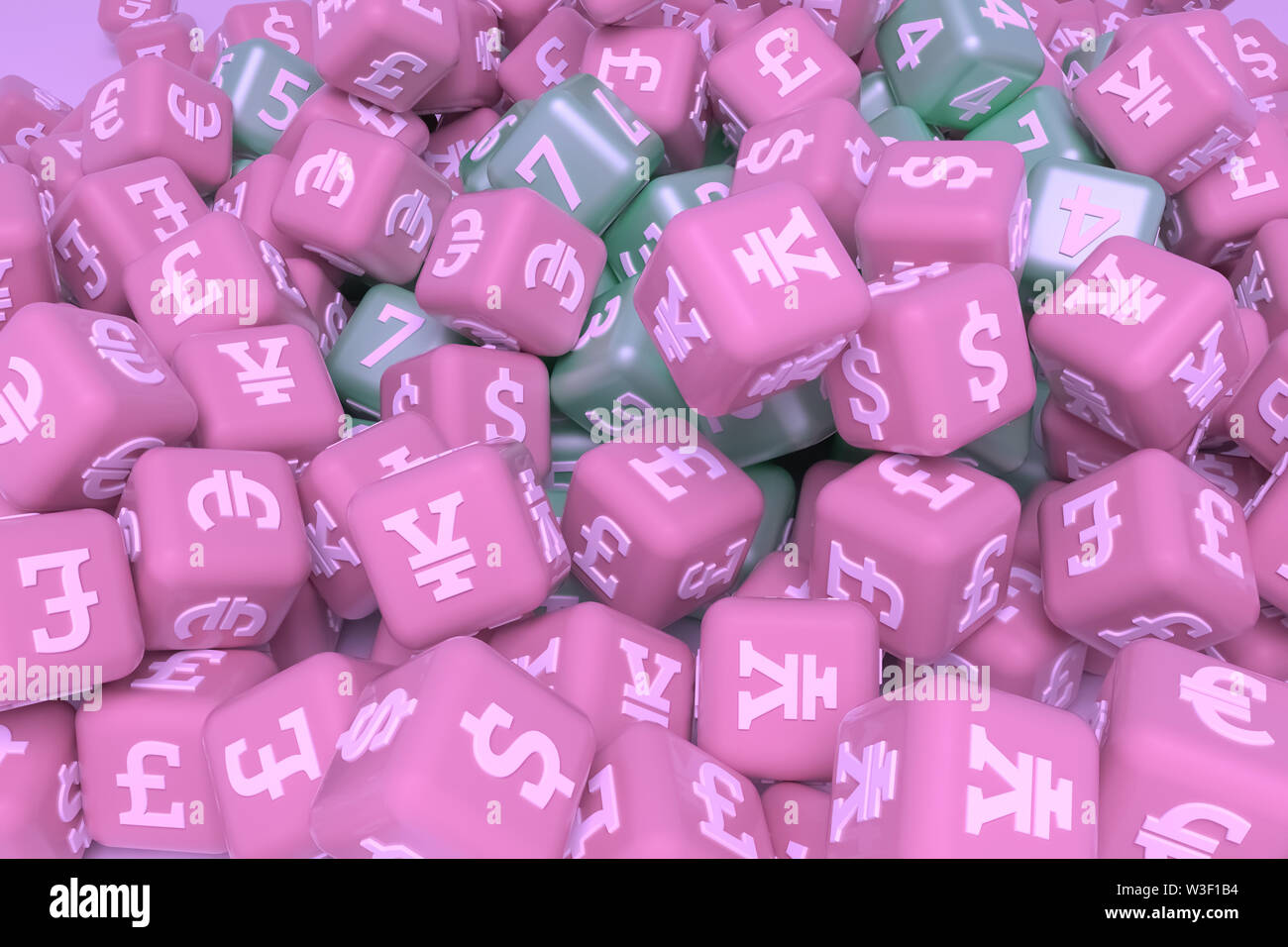 Business finance, cube or block number and currency sign or symbol, for ...