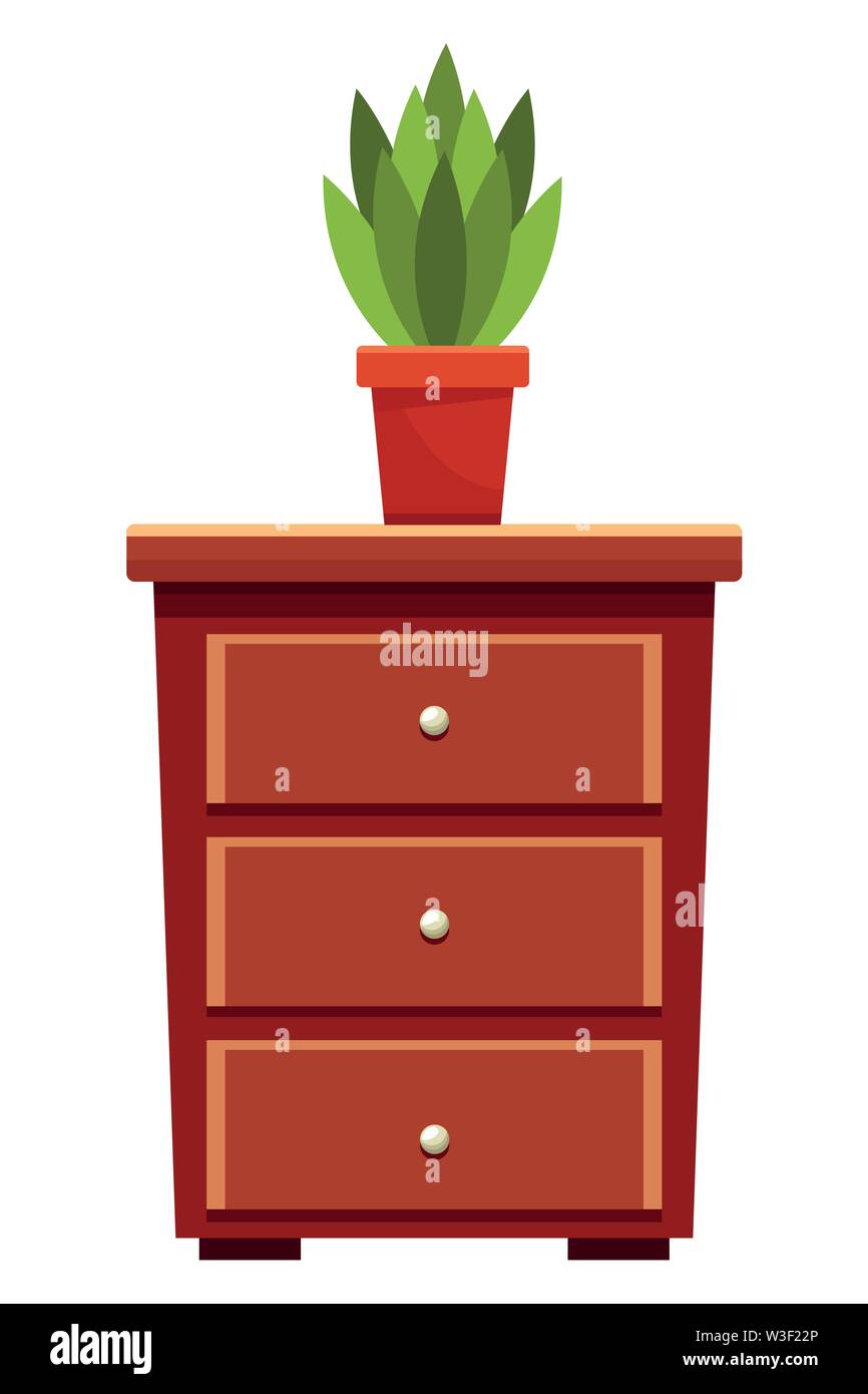 Wooden drawer with plant pot Stock Vector Image & Art - Alamy