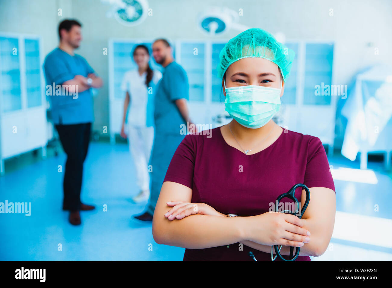 Portrait beautiful girl professional surgeon doctor. Staff of the ...
