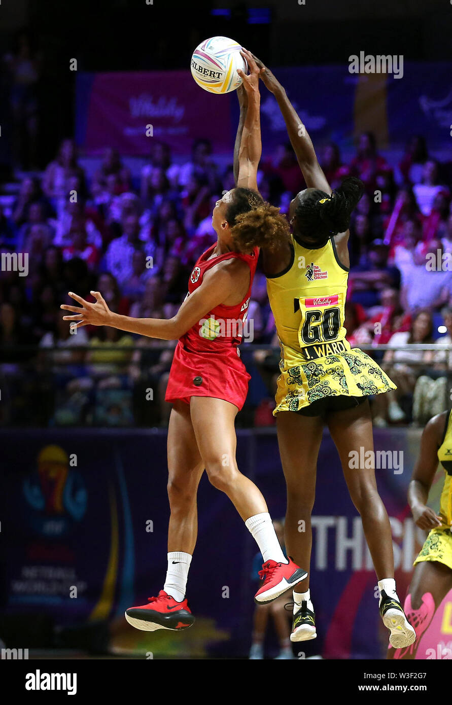 England's Serena Guthrie (left) and Jamaica's Jodiann Ward battle for ...