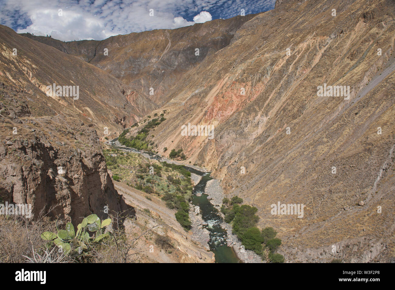 The Colca River running through the immense Colca Canyon, Peru Stock ...