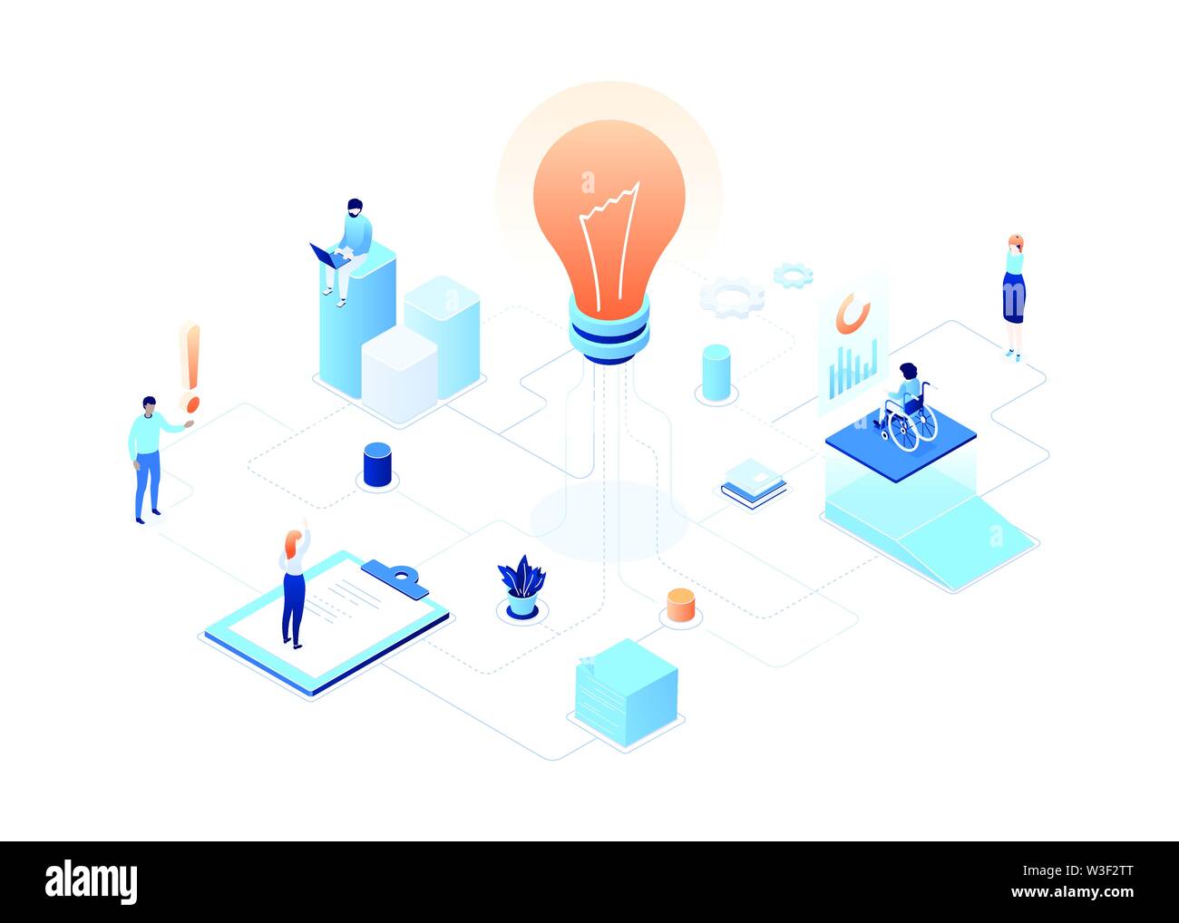 Creativity at work - modern vector isometric colorful illustration ...