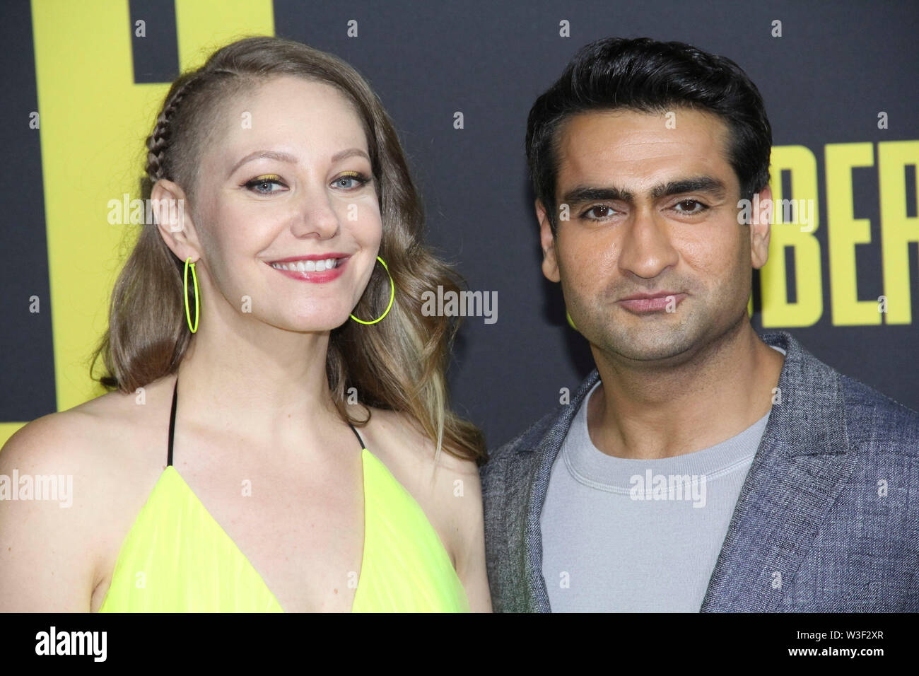 Emily V. Gordon and Kumail Nanjiani at the 20th Century Fox's World Premiere of "Stuber". Held ...