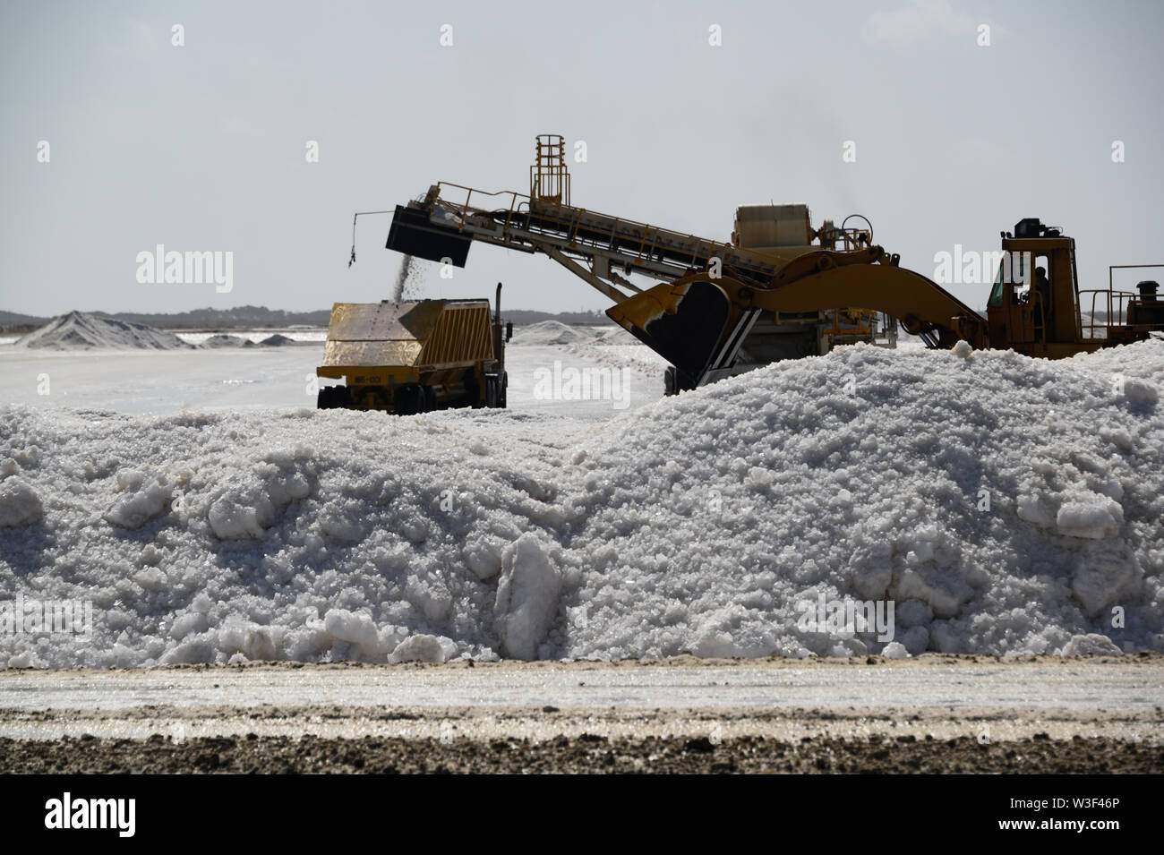 Salt Production on the island of Bonaire, Netherlands Antilles Stock ...