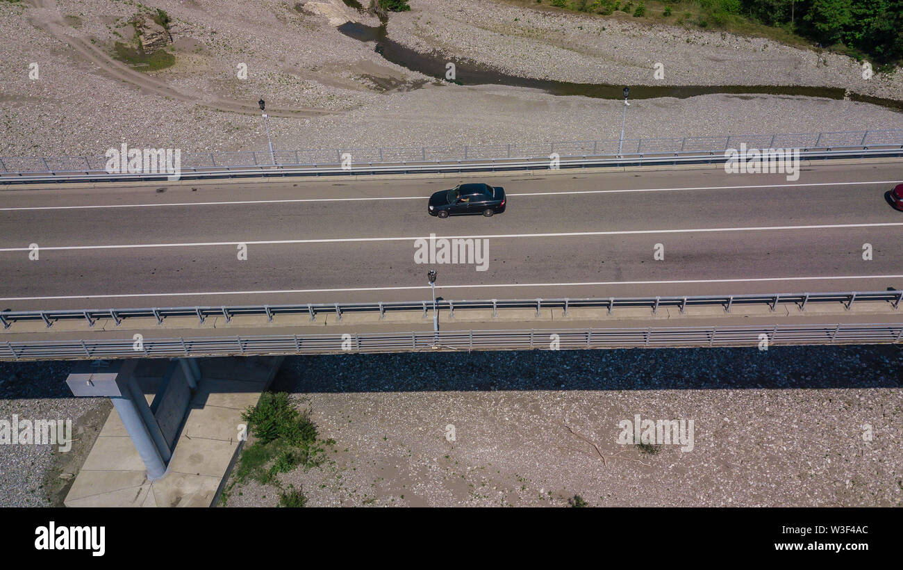 Top down view - Traffic on bridge Stock Photo - Alamy