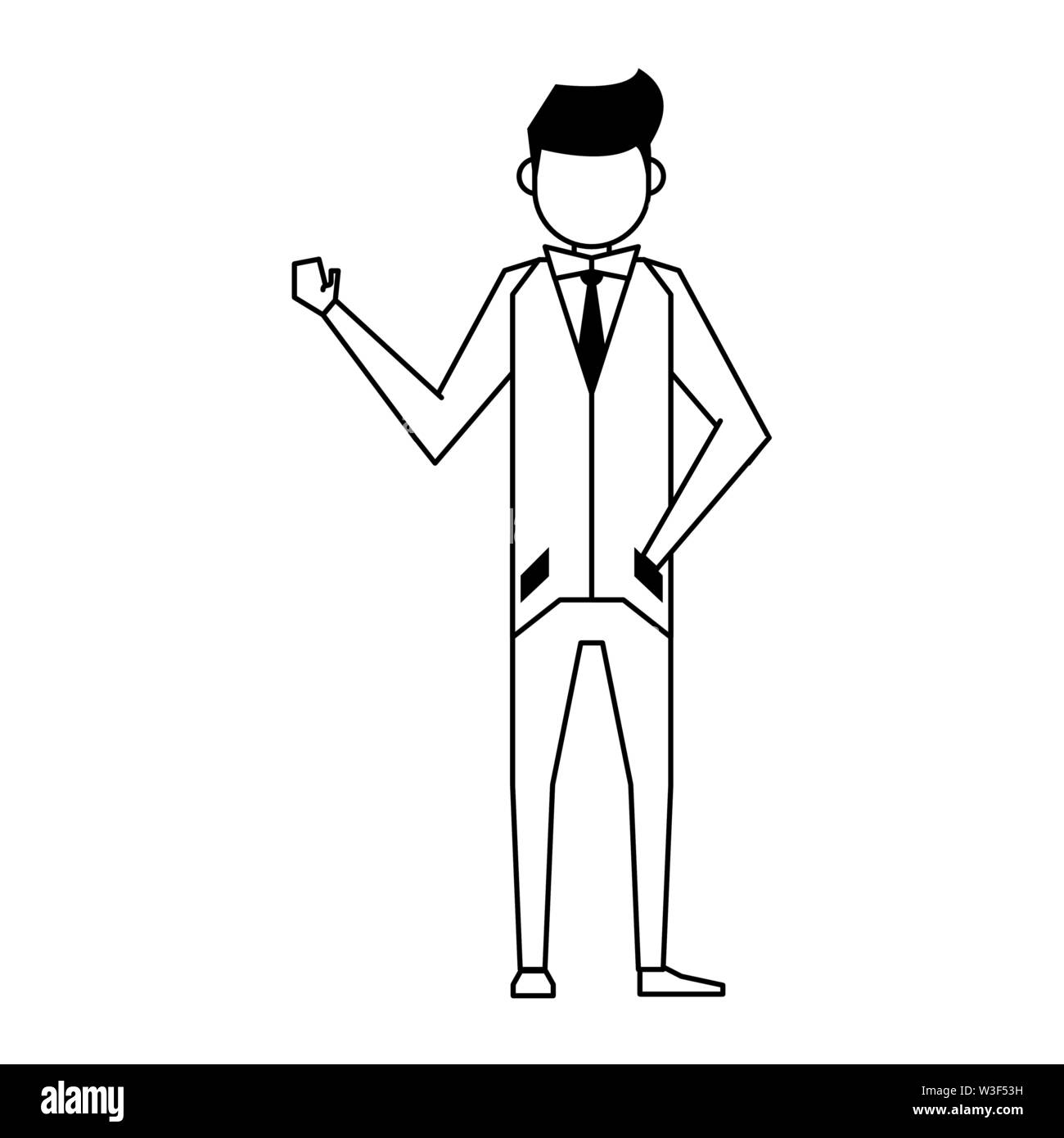 executive business finance man cartoon in black and white Stock Vector ...