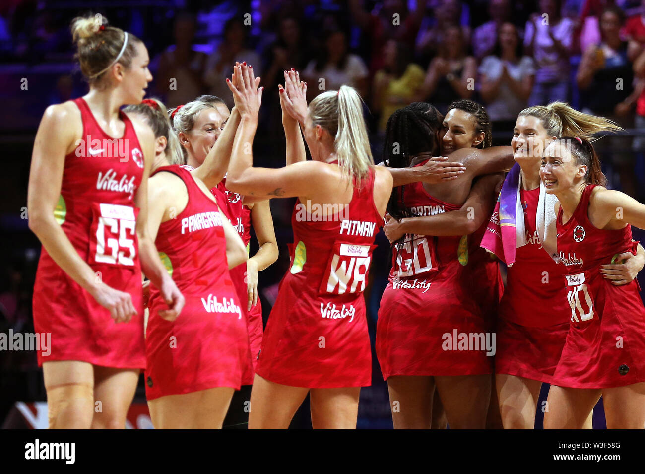 England players celebrate their win against Jamaica after the match ...