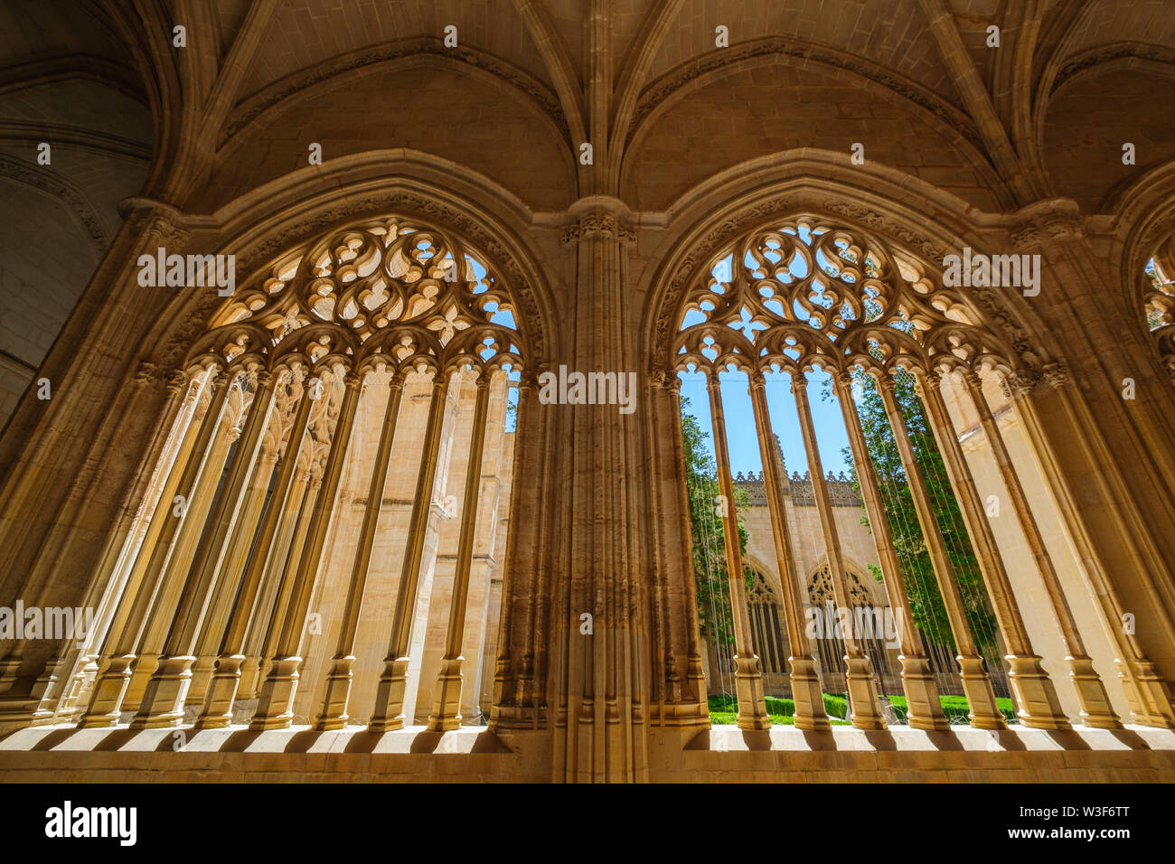 Cloister. Late gothic architecture style, cathedral Santa Iglesia ...