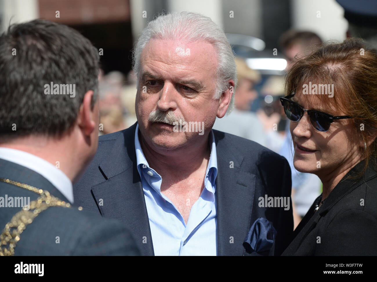 Broadcaster Marty Whelan arrives for the funeral of Father Ted star ...