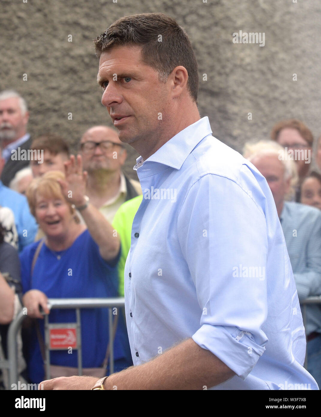 Former footballer and businessman Niall Quinn arrives for the funeral ...