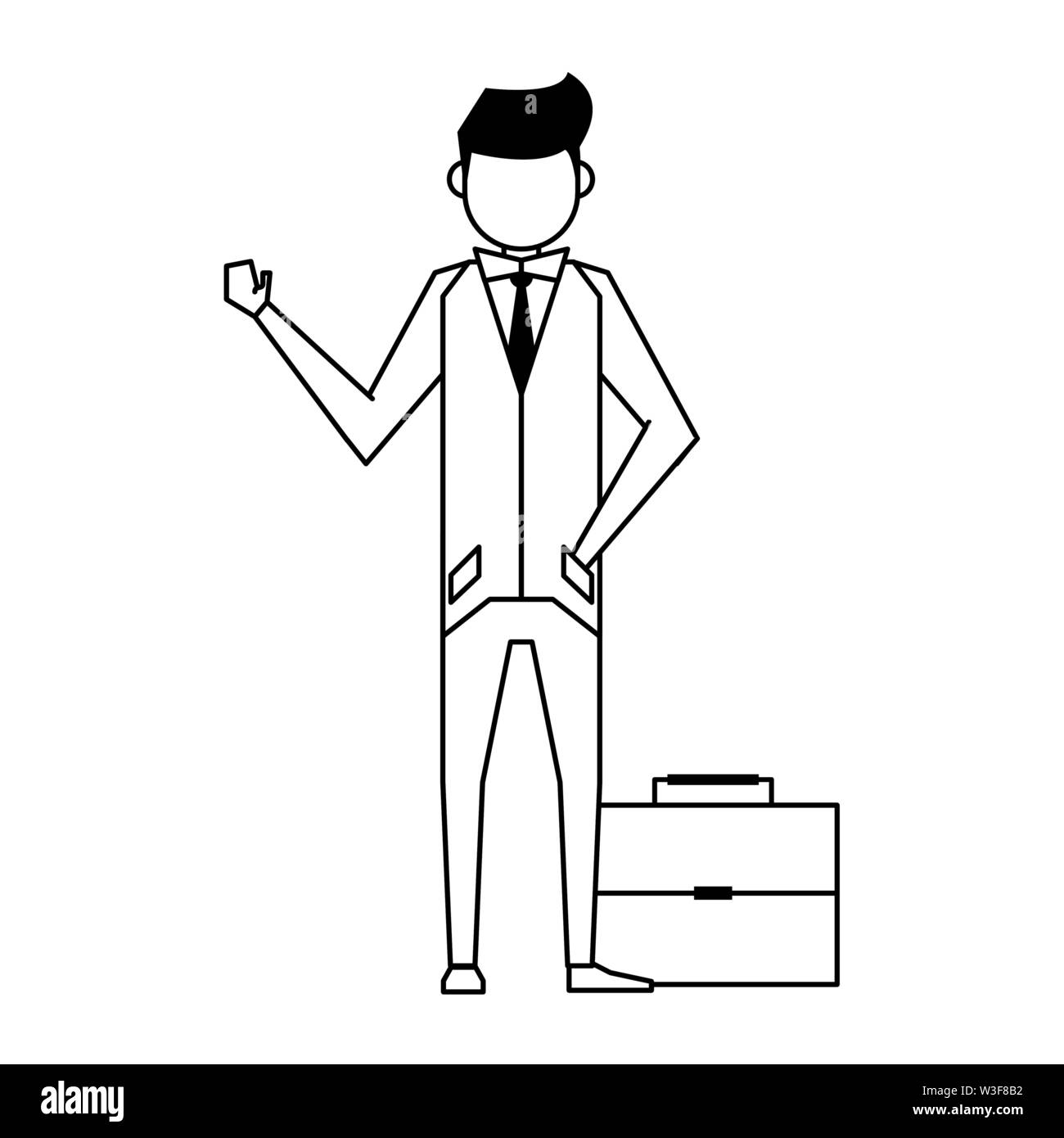 executive business finance man cartoon in black and white Stock Vector ...