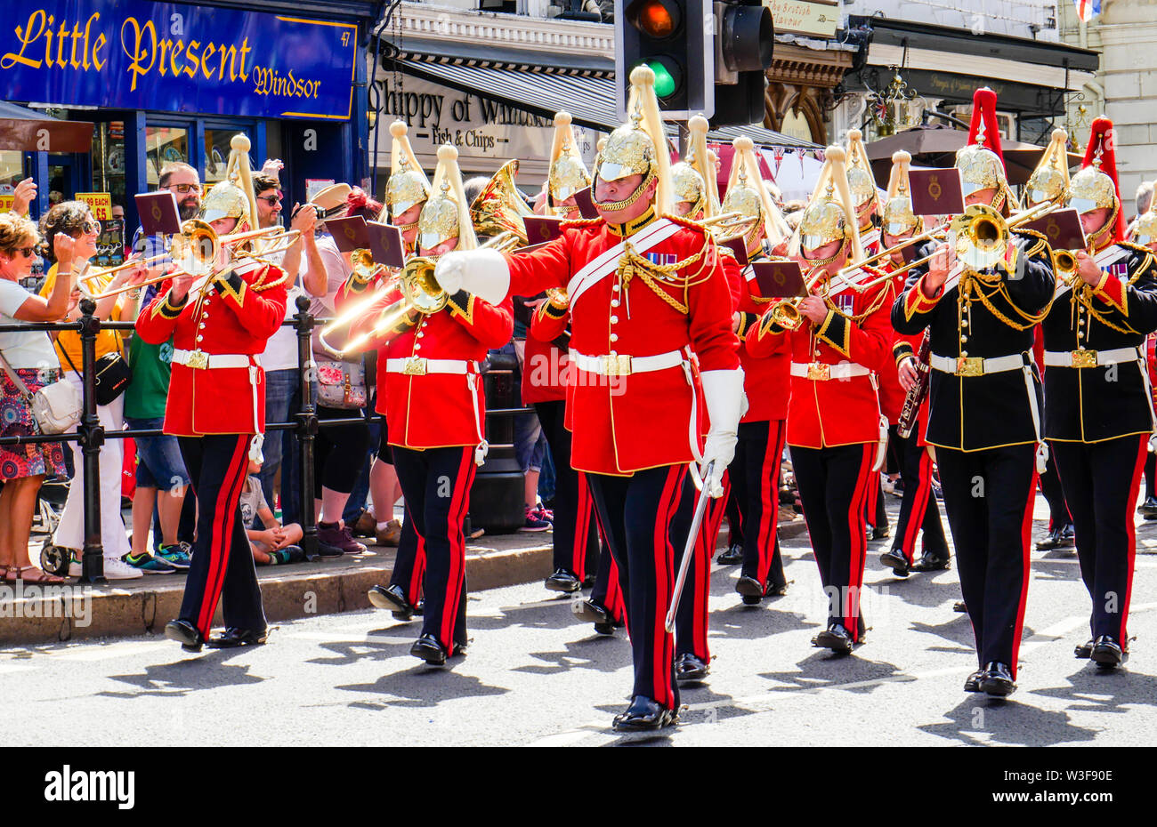 Queen's Guard, Marching Threw, Windsor, Berkshire, England, UK, GB ...