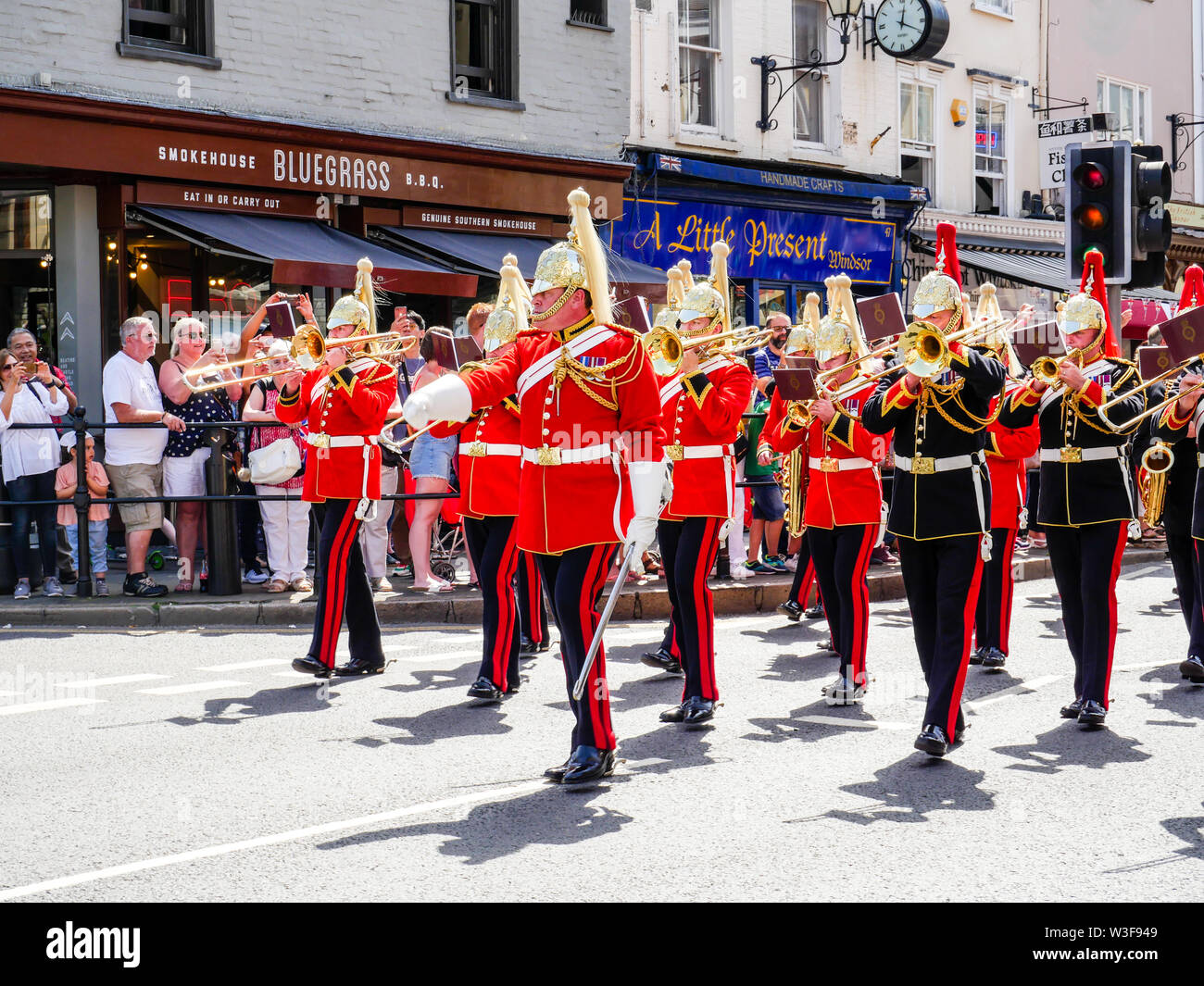Queen's Guard, Marching Threw, Windsor, Berkshire, England, UK, GB ...