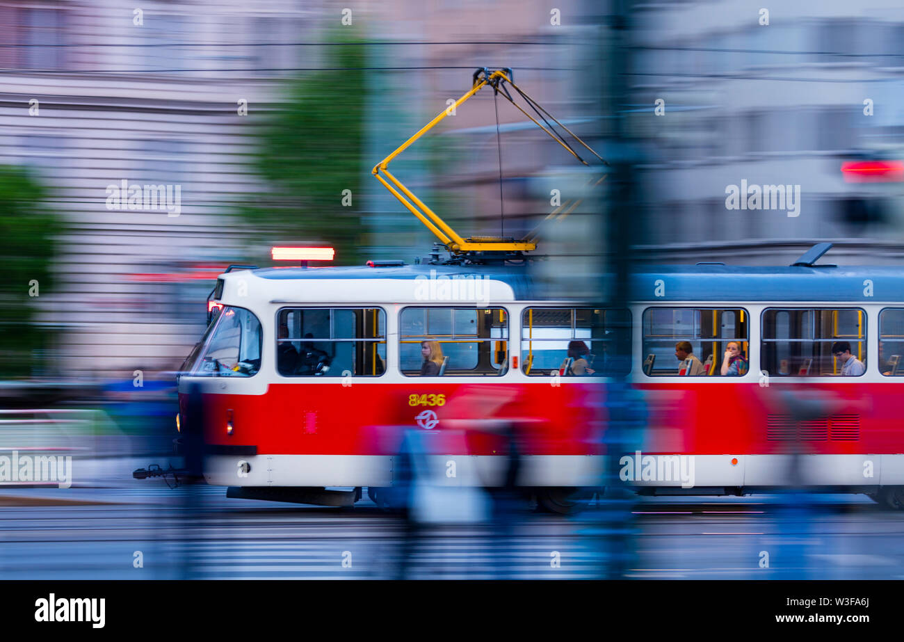 Tram, Masarykovo Street, Prague, Czech Republic, Europe Stock Photo - Alamy