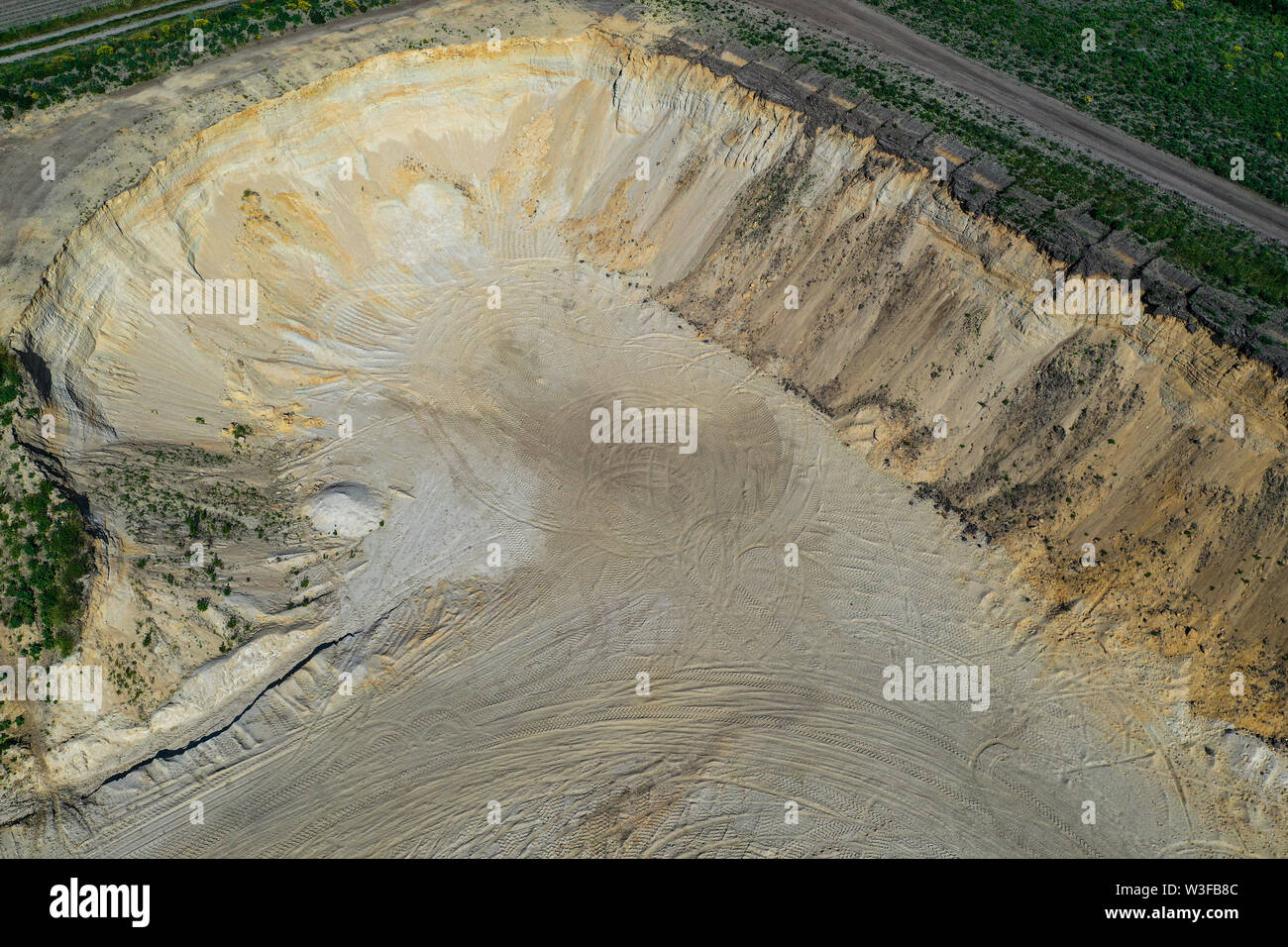Aerial view of the steep high slope of a sand pit in Germany Stock ...