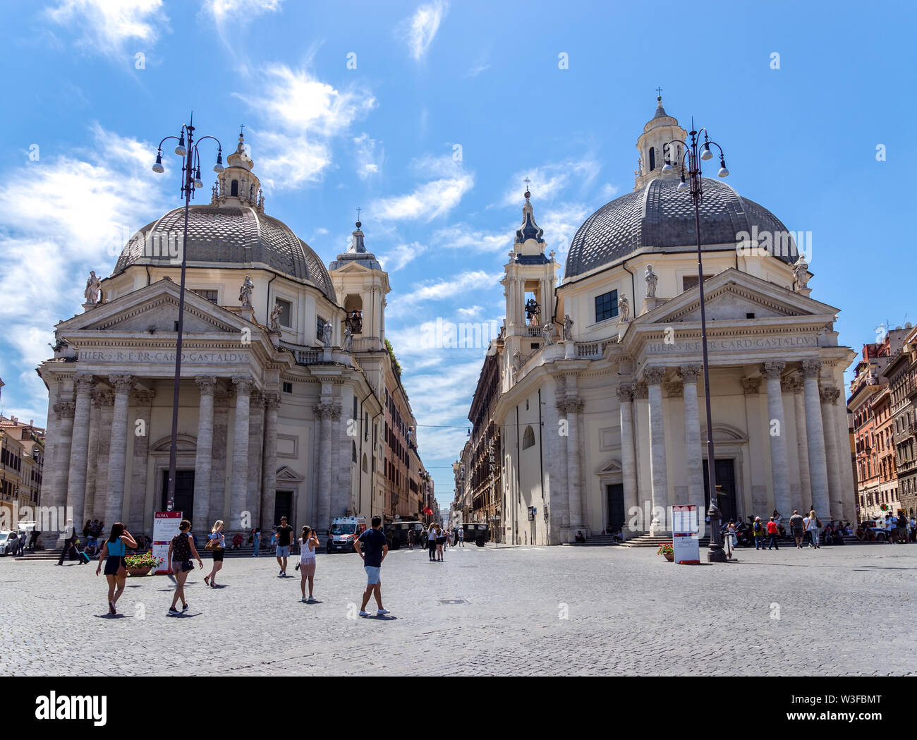 Twin churches of Santa Maria on Piazza del Popolo - Rome, Italy Stock ...