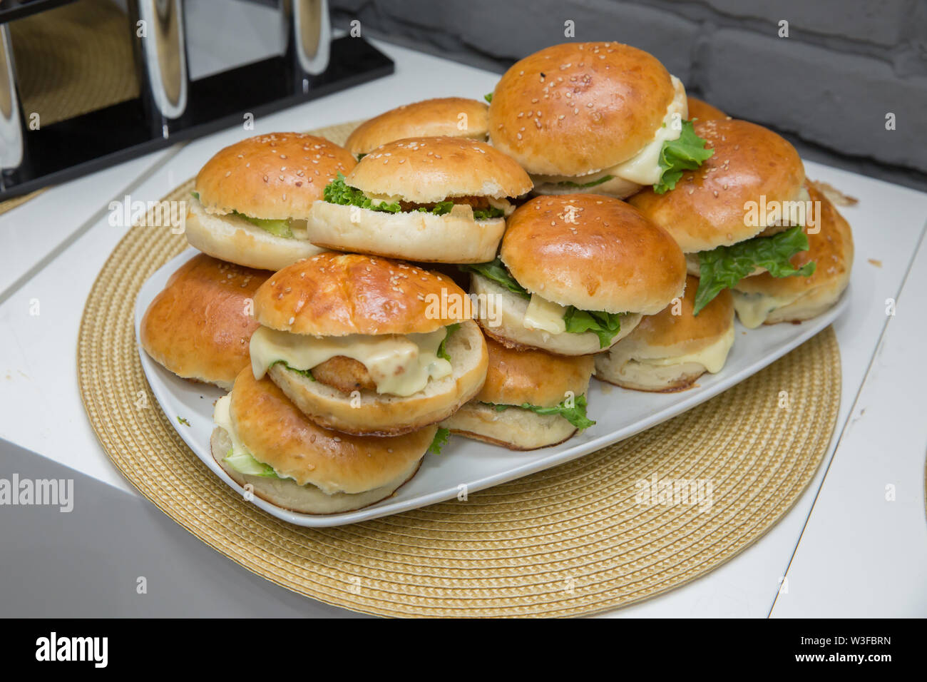 Mini or Small Burger Canape in Luxury Restaurant for Brunch Time ...