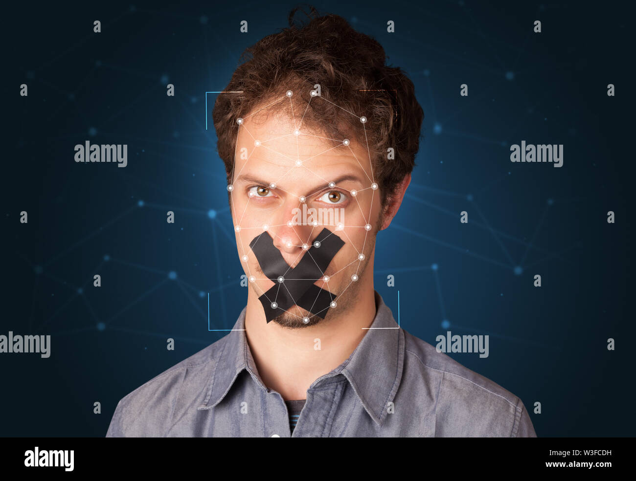 Recognition of a face by layering a mesh. Biometric verification and ...