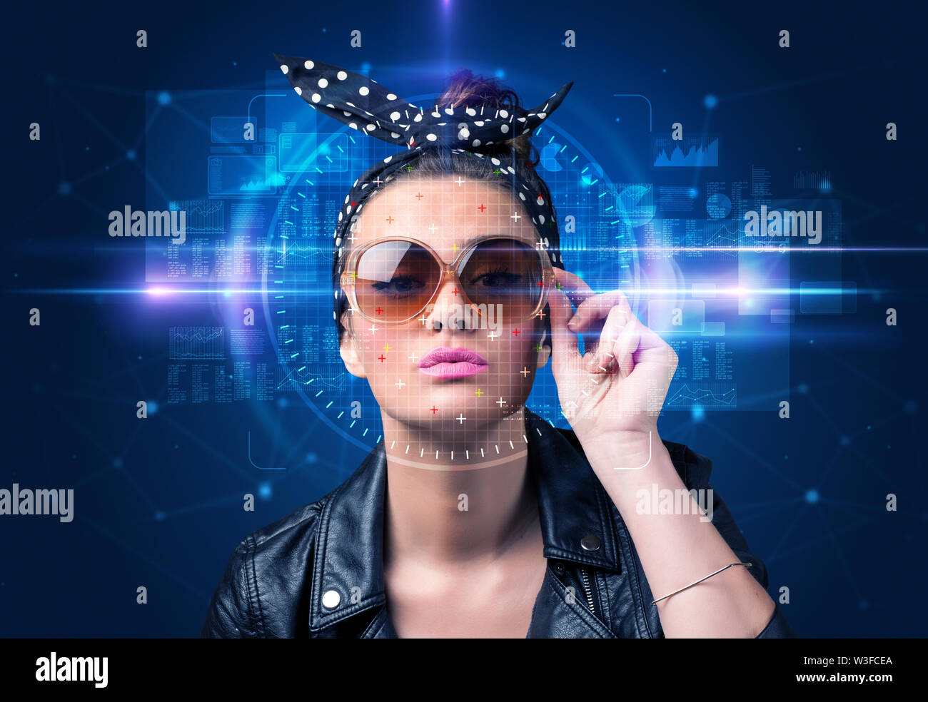 Biometric Verification Woman Face Detection High Technology Concept